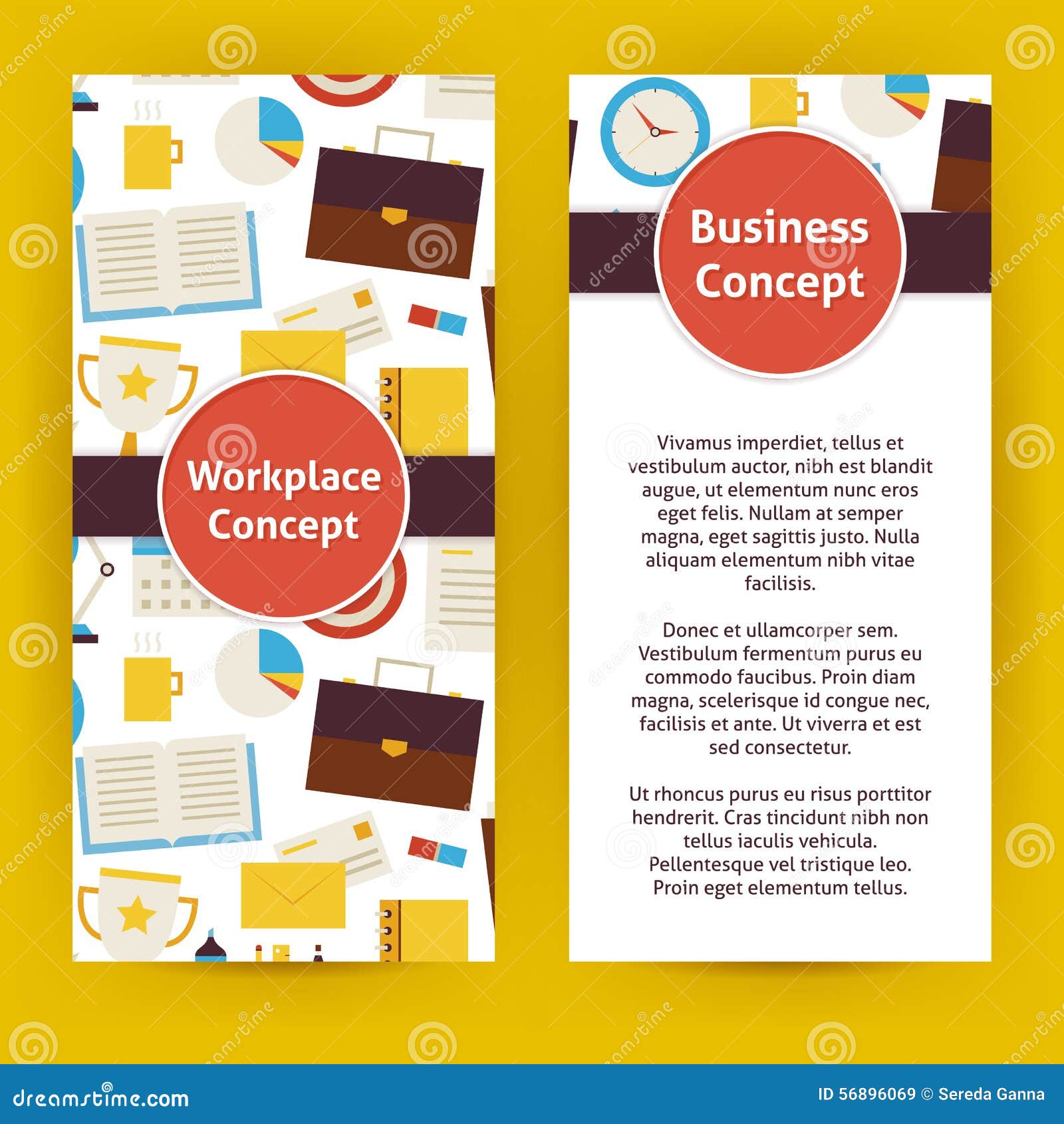 Vector Flyer Template of Flat Design Business Workplace Concept Stock ...