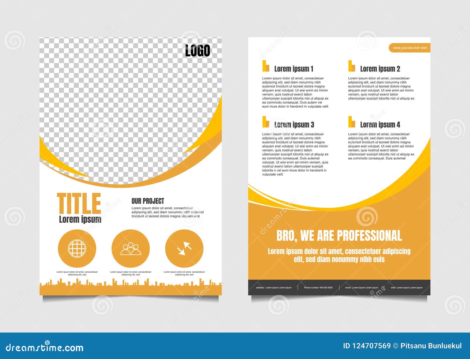 Vector Flyer Template, Yellow Theme Stock Vector - Illustration of ...