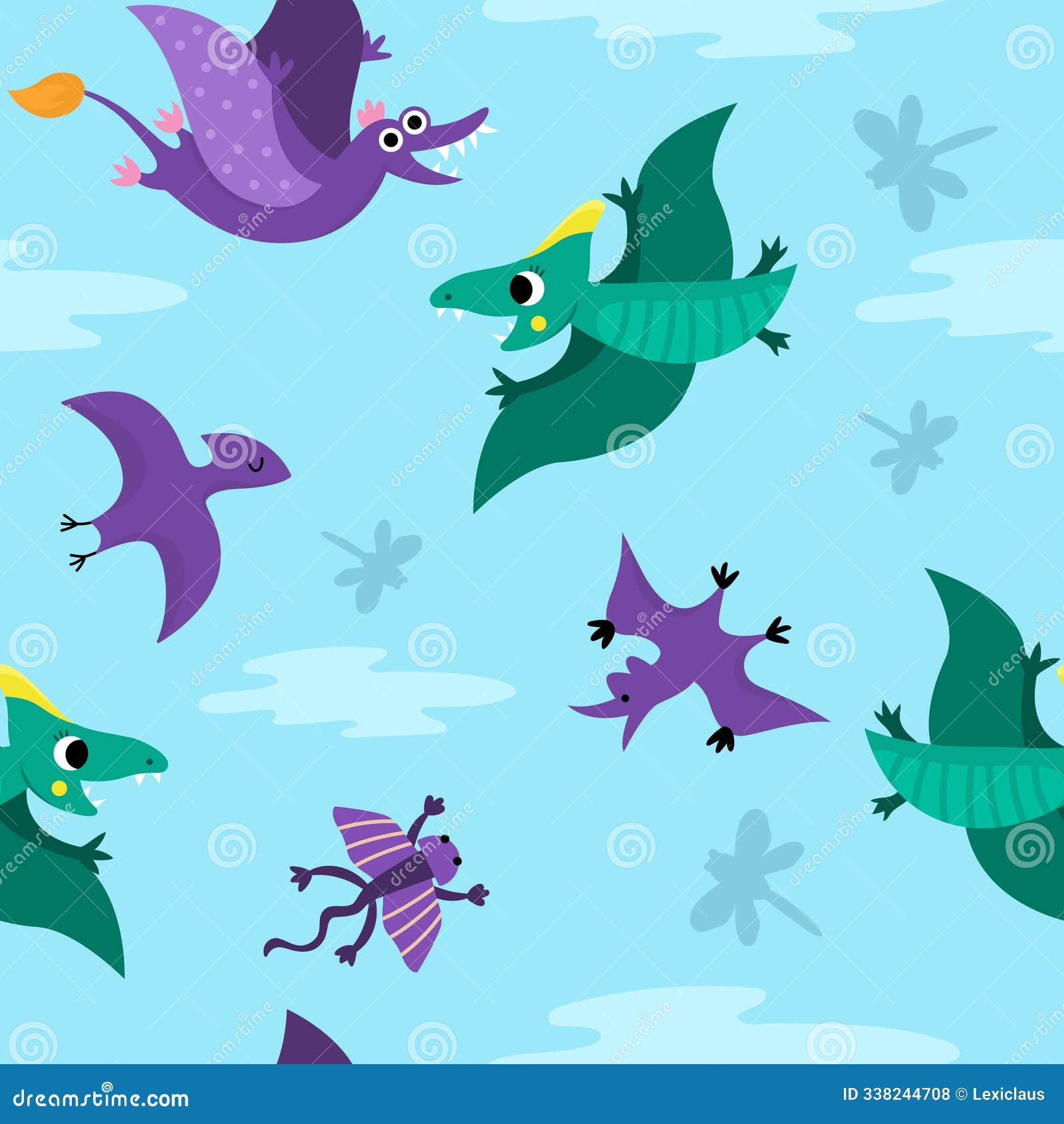 Flying Dinosaur Cartoon Color Character Vector Illustration ...