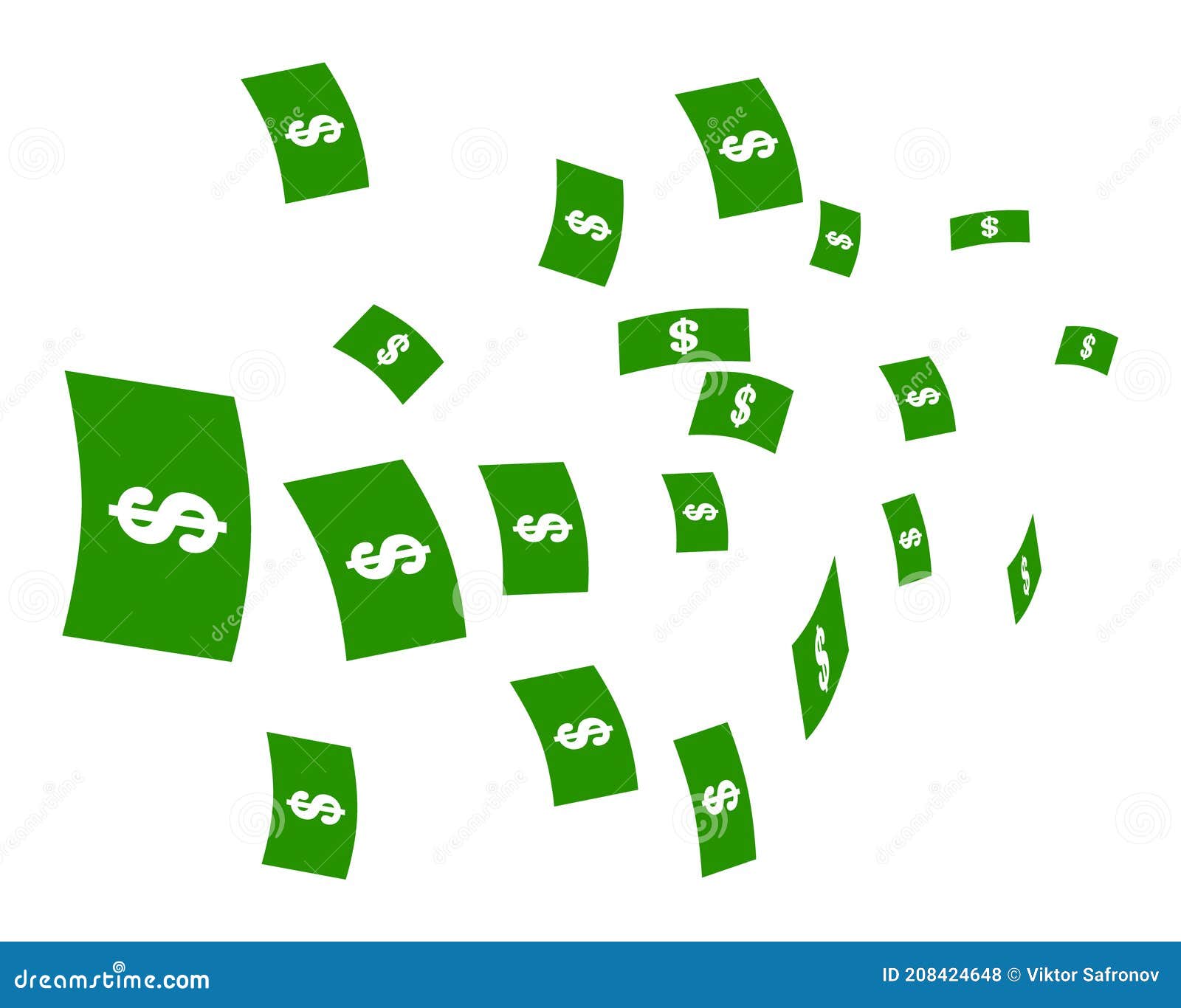 Vector Flying Dollar Banknotes Flat Icon Symbol Stock Vector ...