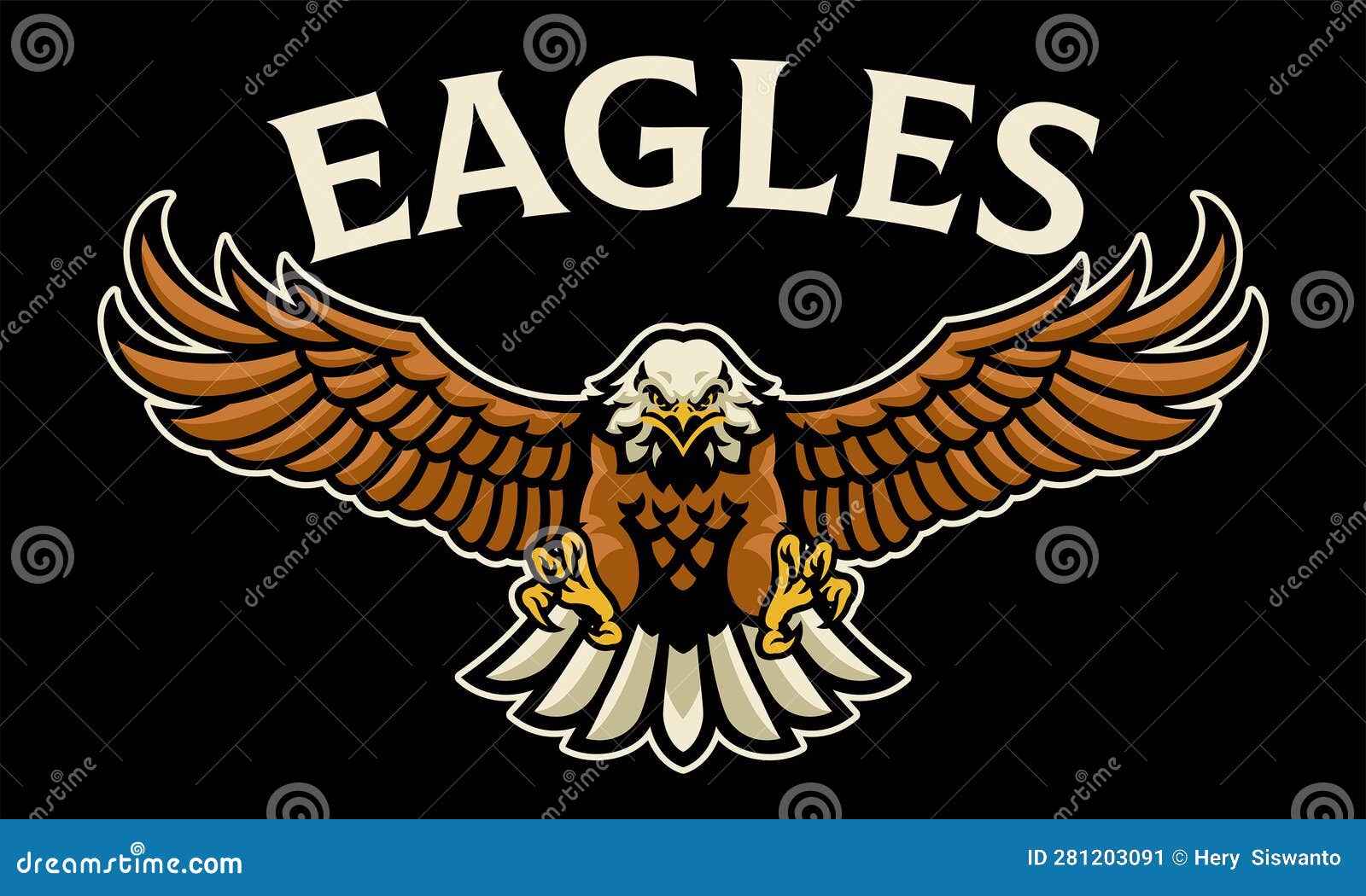 Flying Eagle Mascot in Action Stock Vector - Illustration of line ...