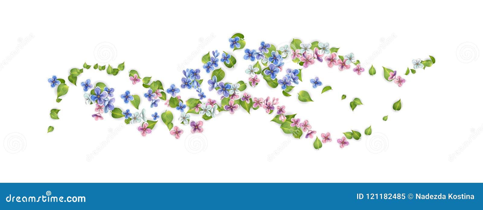 Vector Flying Flowers stock vector. Illustration of nature - 121182485