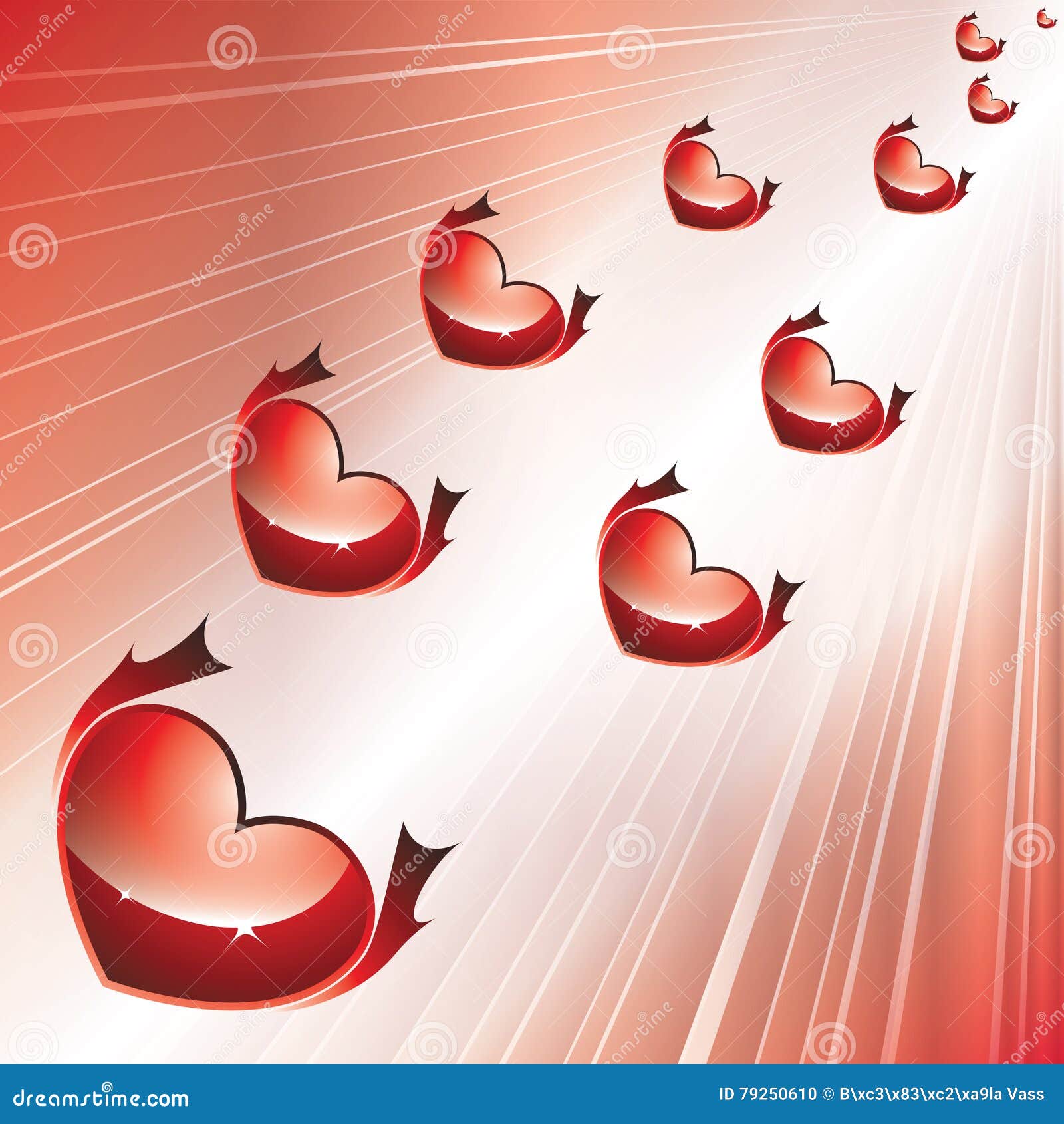 Vector flying red hearts stock vector. Illustration of biological ...