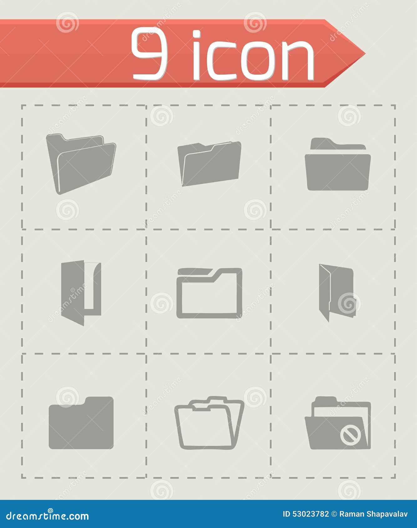 Vector folder icons set stock vector. Illustration of interface - 53023782