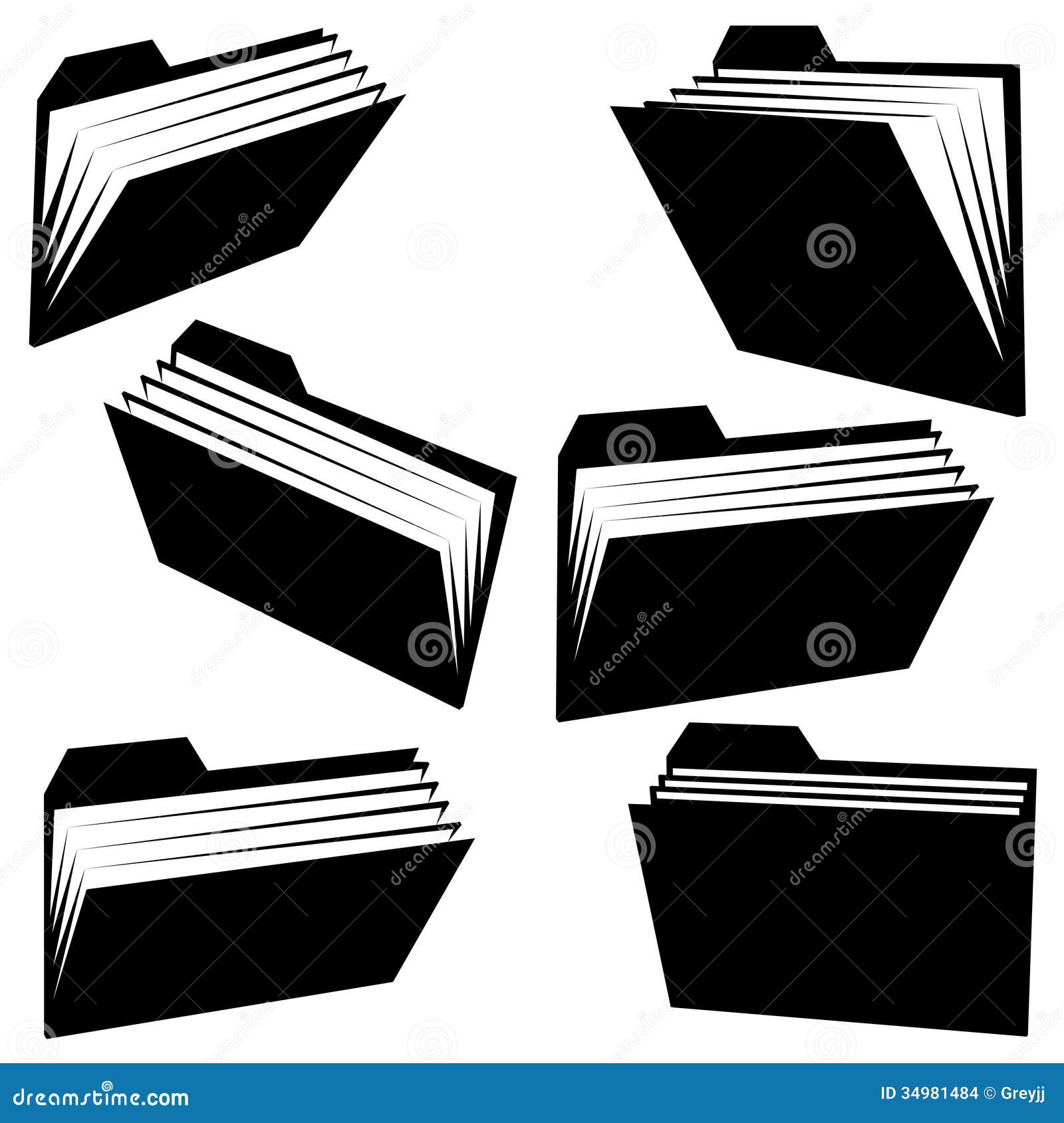 Vector folder silhouettes stock vector. Illustration of stationery ...