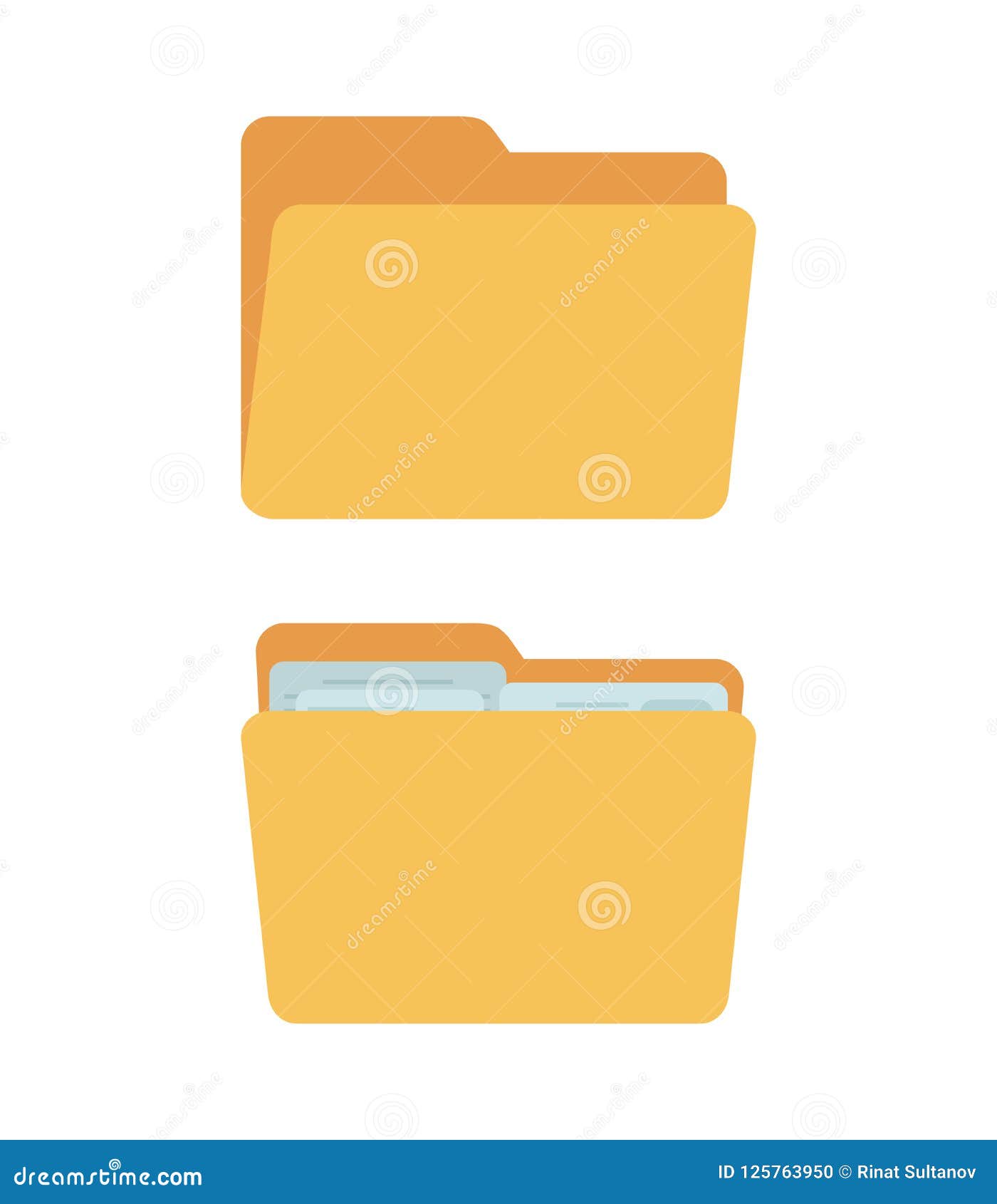 Vector Folders - Full and Empty, Yellow Containers for Documents Stock ...