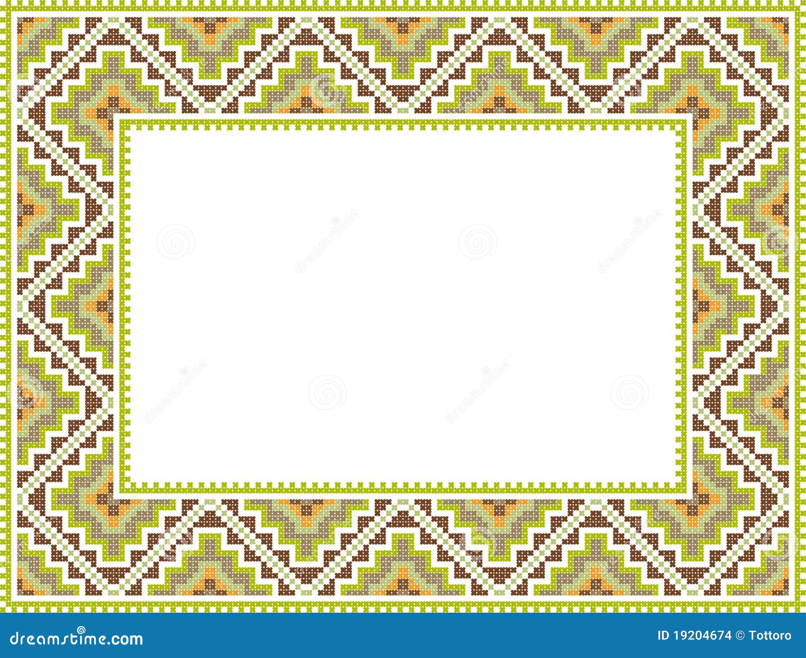 Vector Folk Rectangular Frame Cross-stitch Stock Vector - Illustration ...