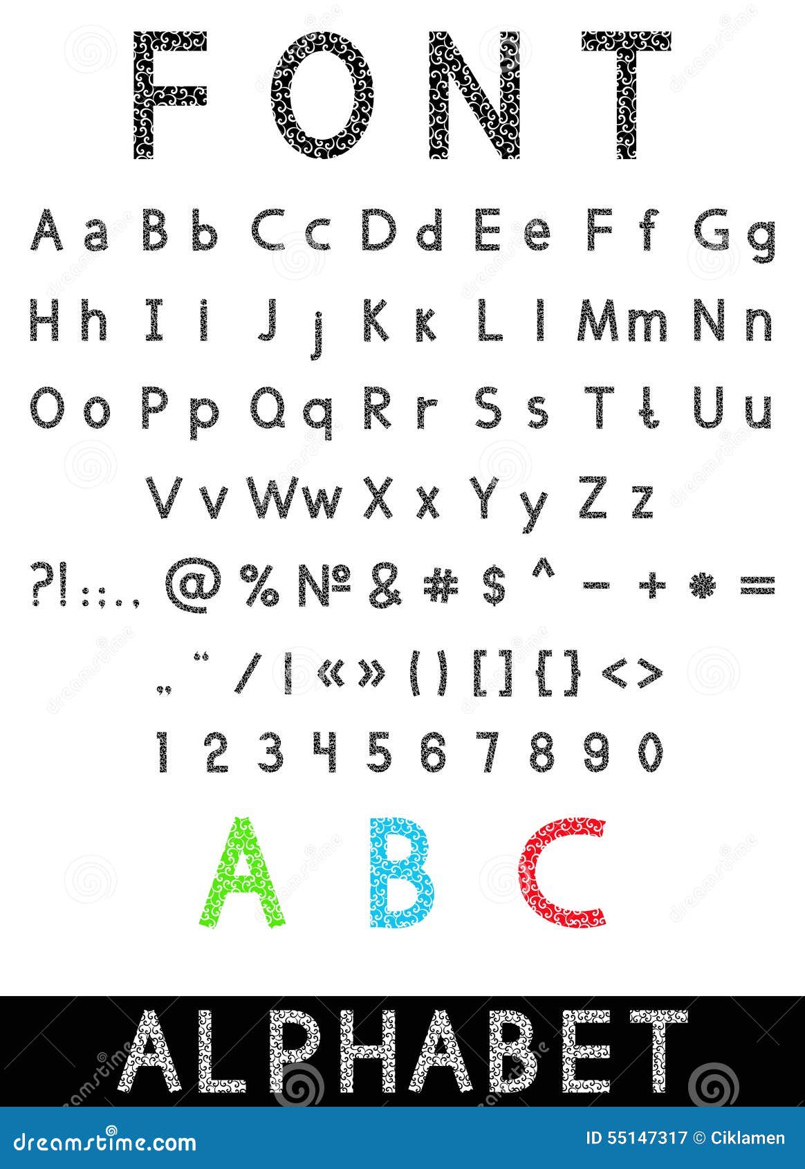 Vector Font: Alphabet and Numbers Stock Vector - Illustration of ...