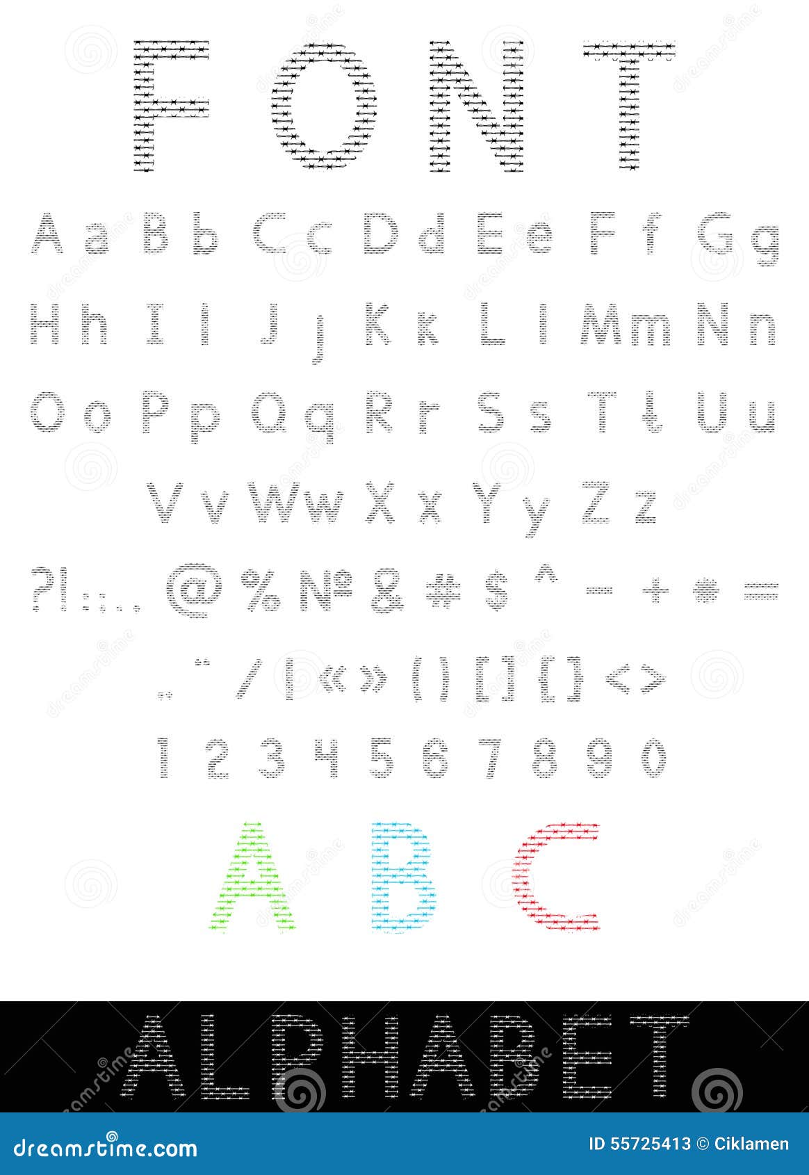 Vector Font: Alphabet and Numbers Stock Vector - Illustration of ...
