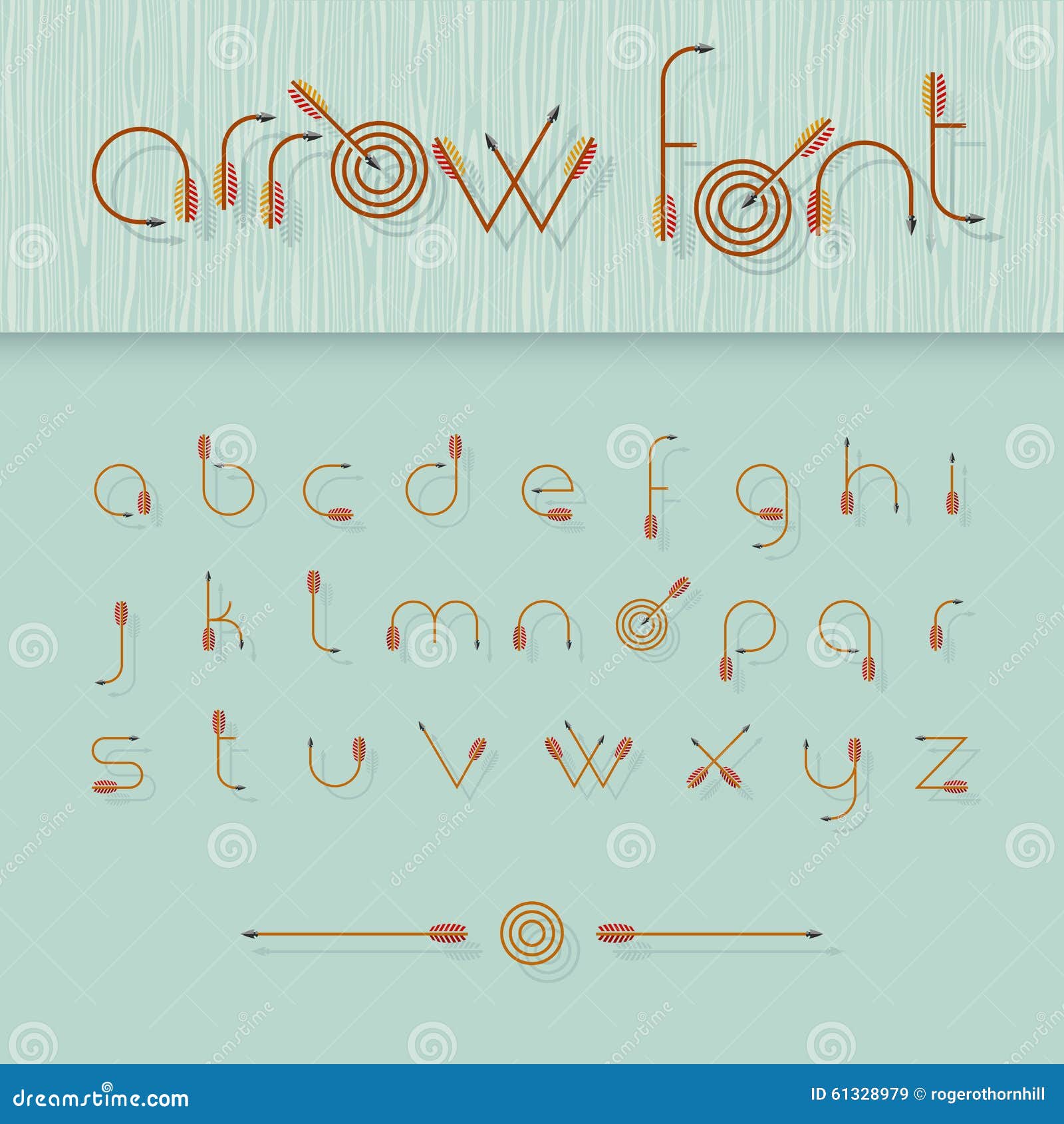 Vector Font Alphabet Shaped Like Archery Arrows Stock Vector ...