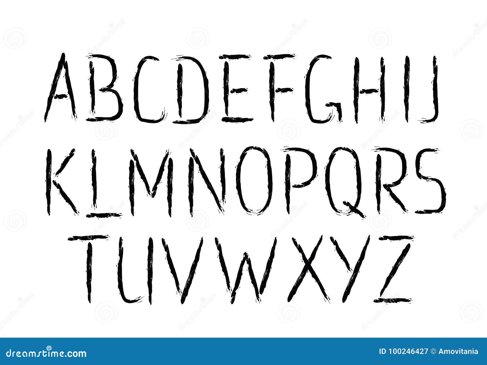 Brush Font Thin Letters stock vector. Illustration of background ...