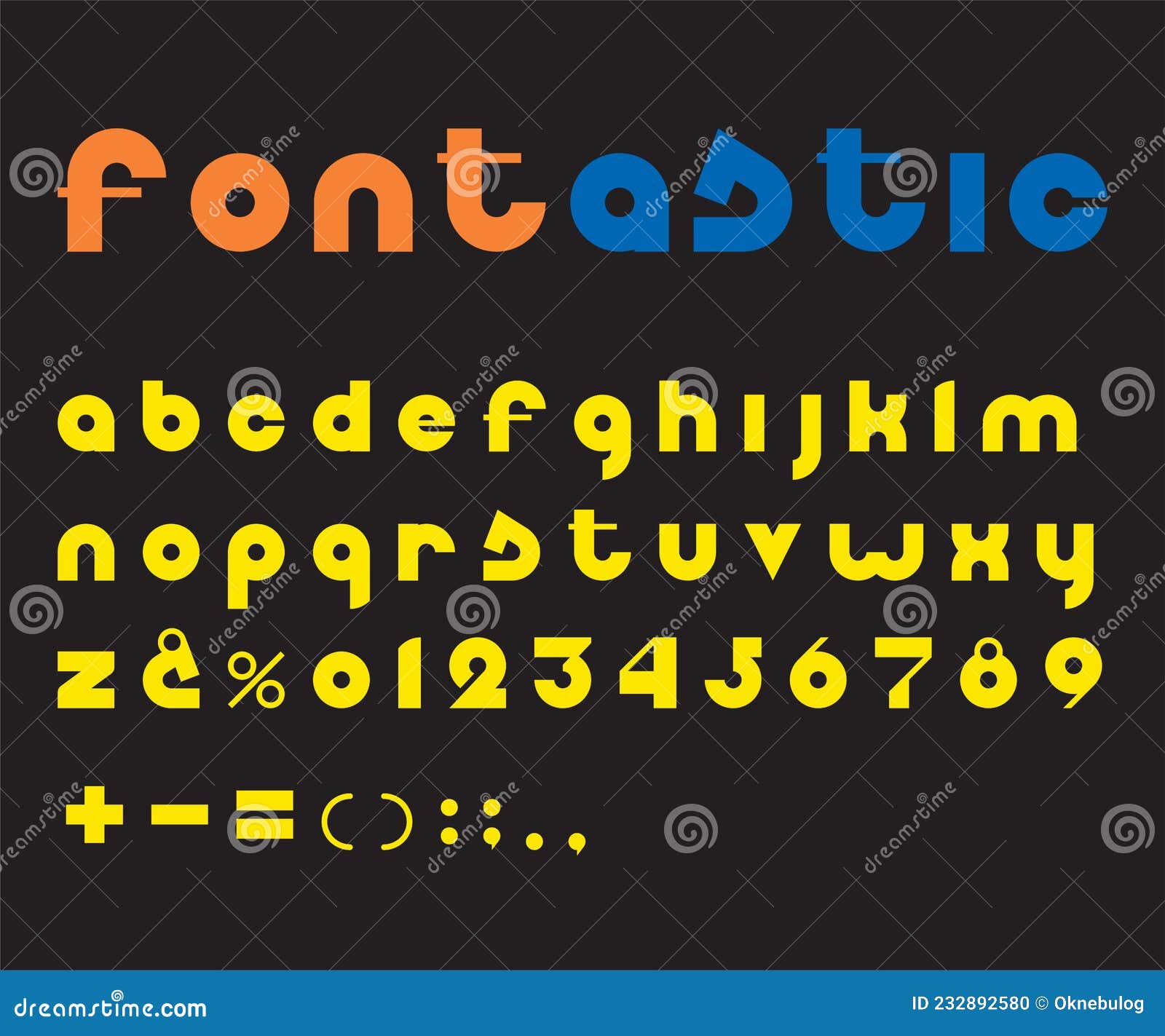 Vector Font. Collection of Letters, Numbers and Punctuation Marks Stock ...