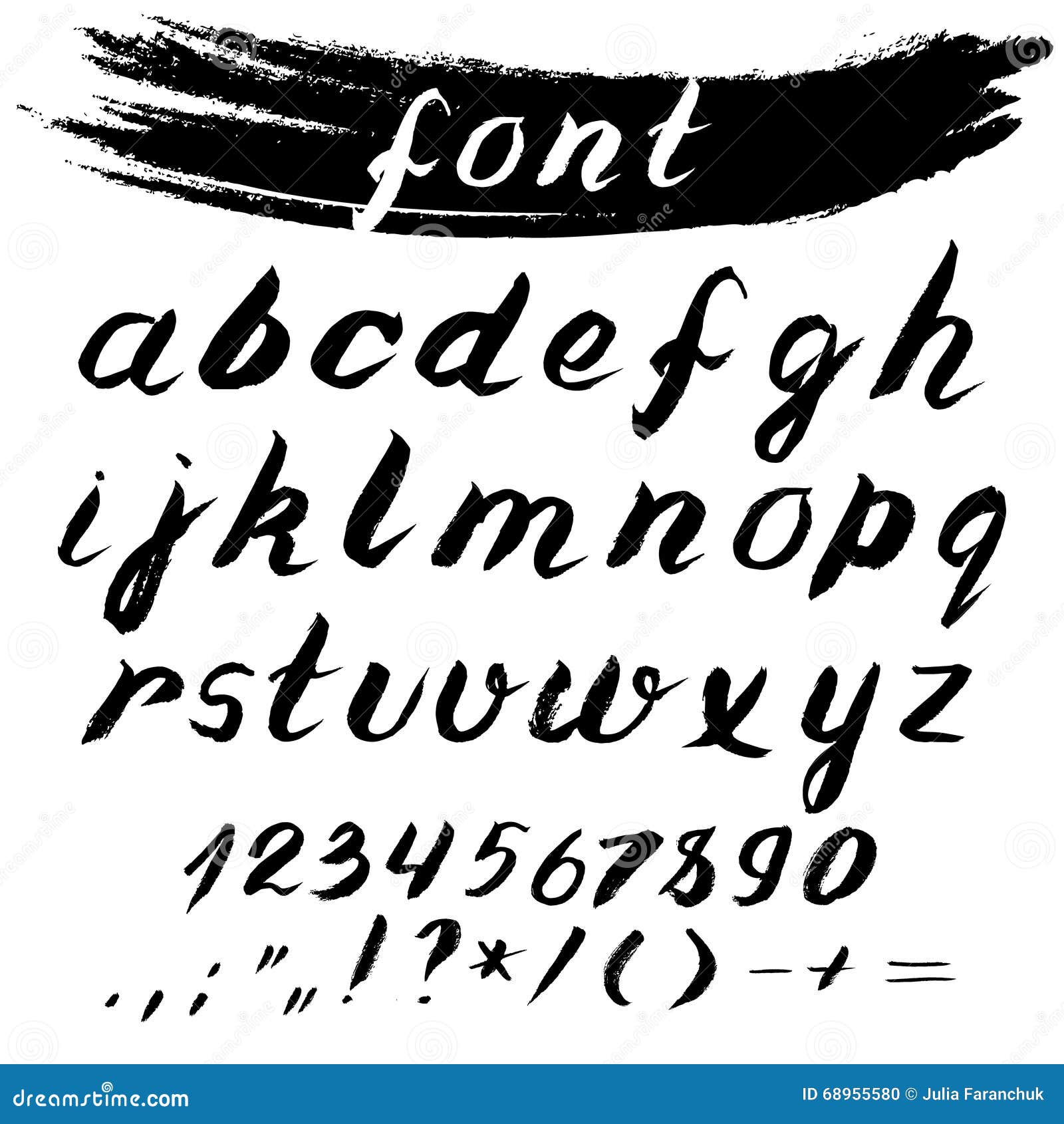 Vector Font. Lettering. Hand Writing Ink. Uppercase Characters. Stock ...