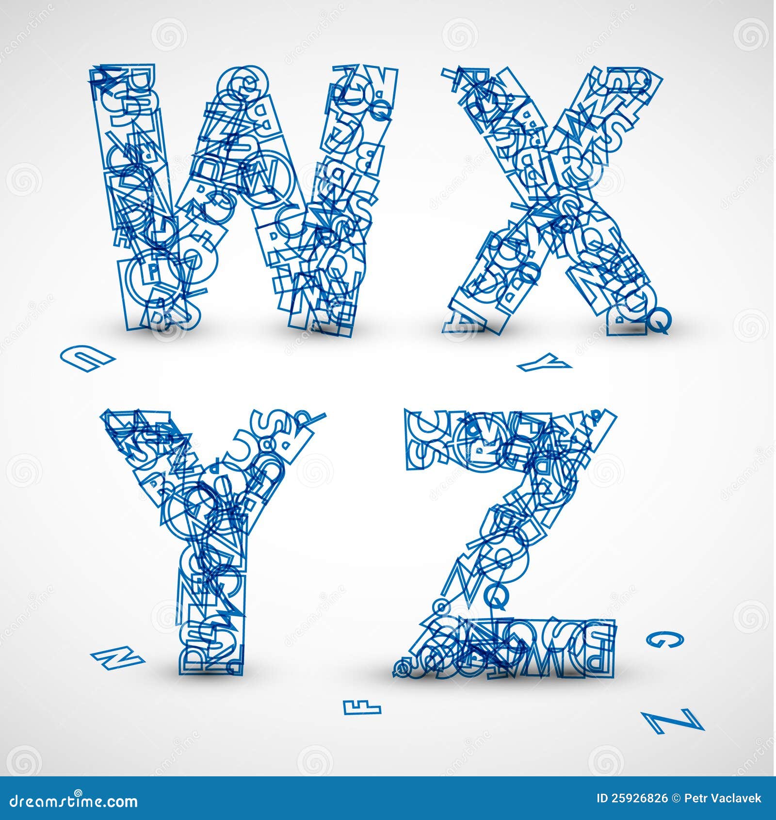 Vector Font Made from Blue Letters of the Alphabet Stock Vector ...