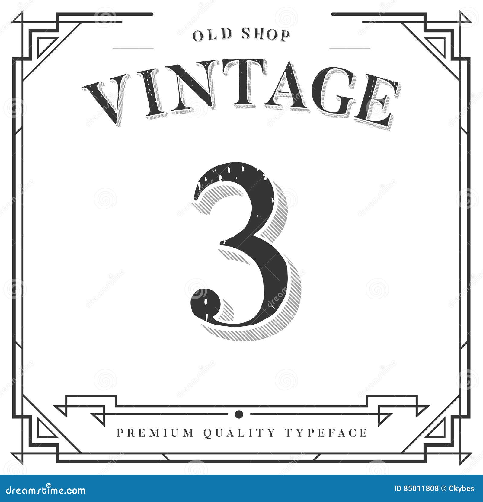 Vector Font. Numbers with Classy Stylish Frame Stock Vector ...