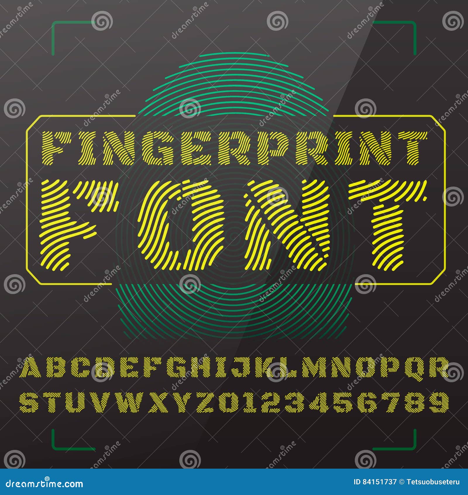 Vector font stock vector. Illustration of hand, biometrics - 84151737