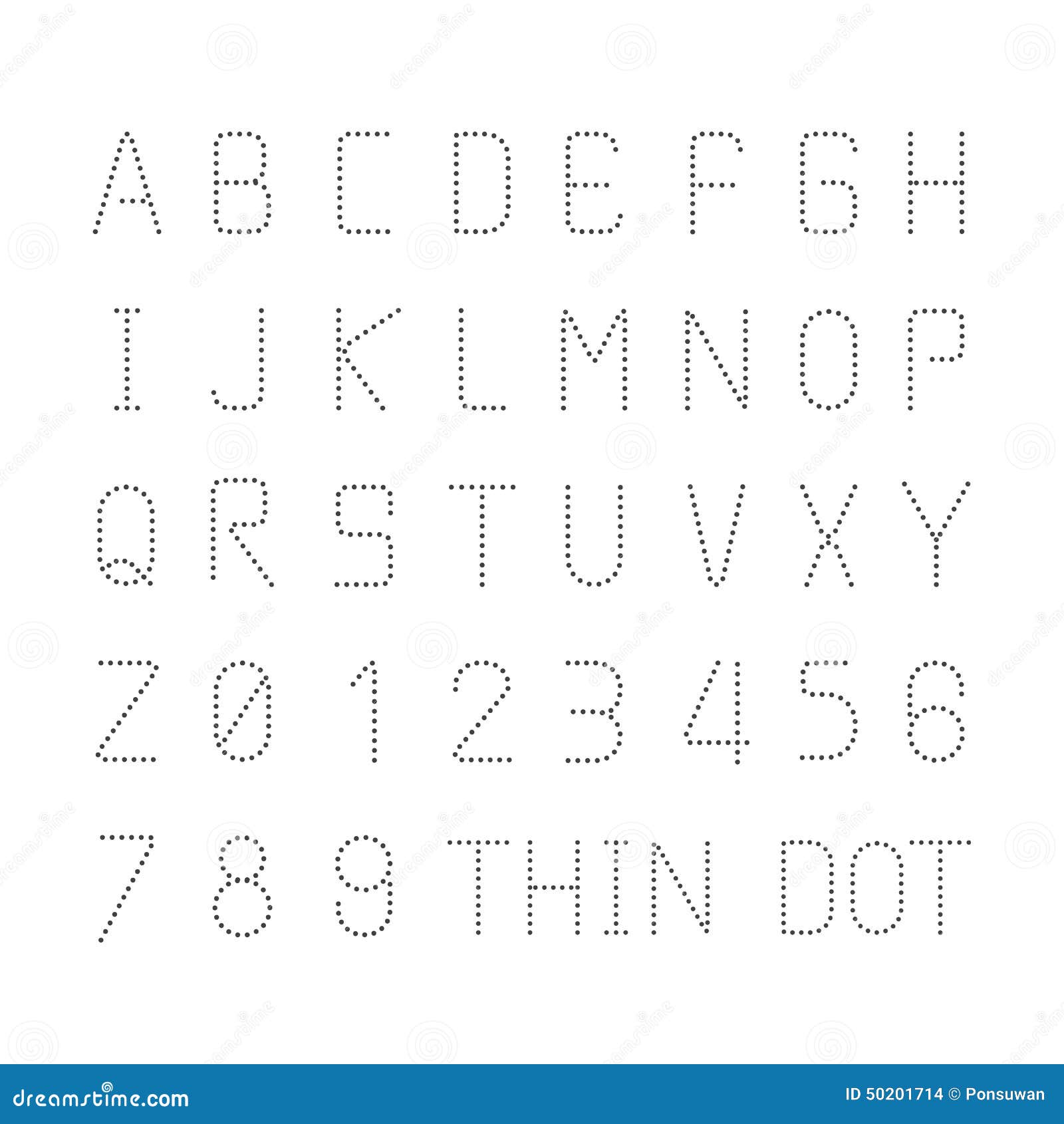 Vector Font Thin Dot Alphabet Character Style Design Set Stock ...
