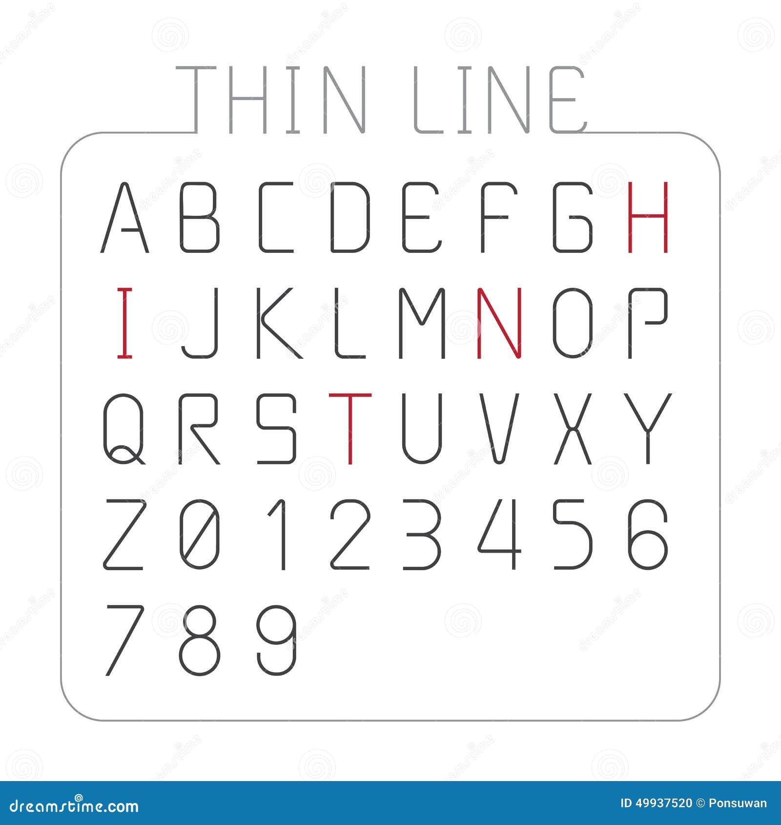 Vector Font Thin Line Alphabet Character Style Design. Stock Vector ...