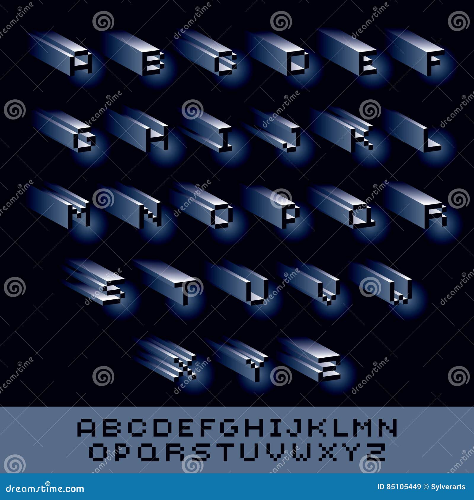 Vector Font, Typescript Created In 8 Bit Style. Pixel Art Contemporary ...