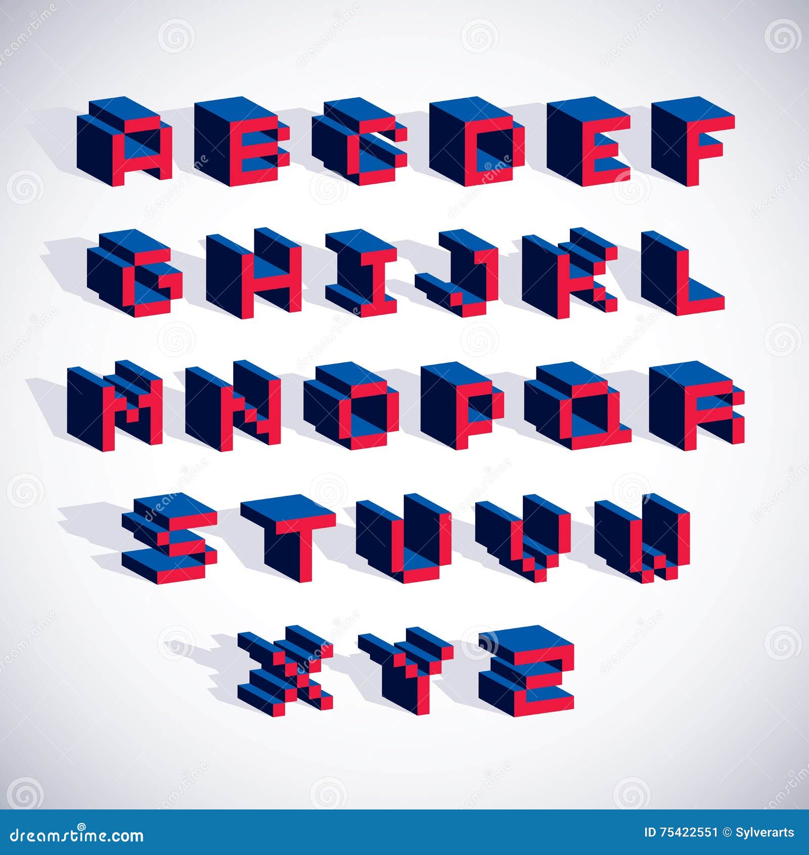 Vector Font, Typescript Created in 8 Bit Style. Stock Vector ...