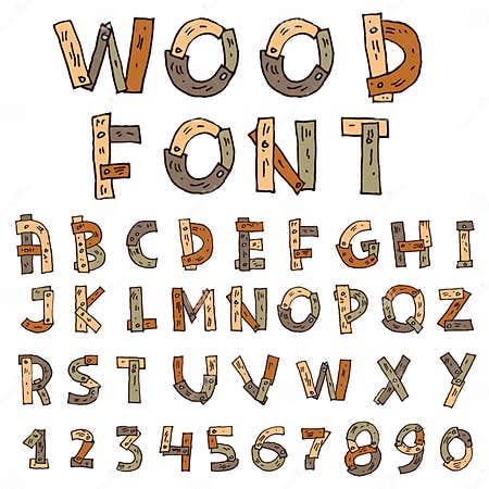 Vector Font Wood Style - Vector Illustration Stock Vector ...