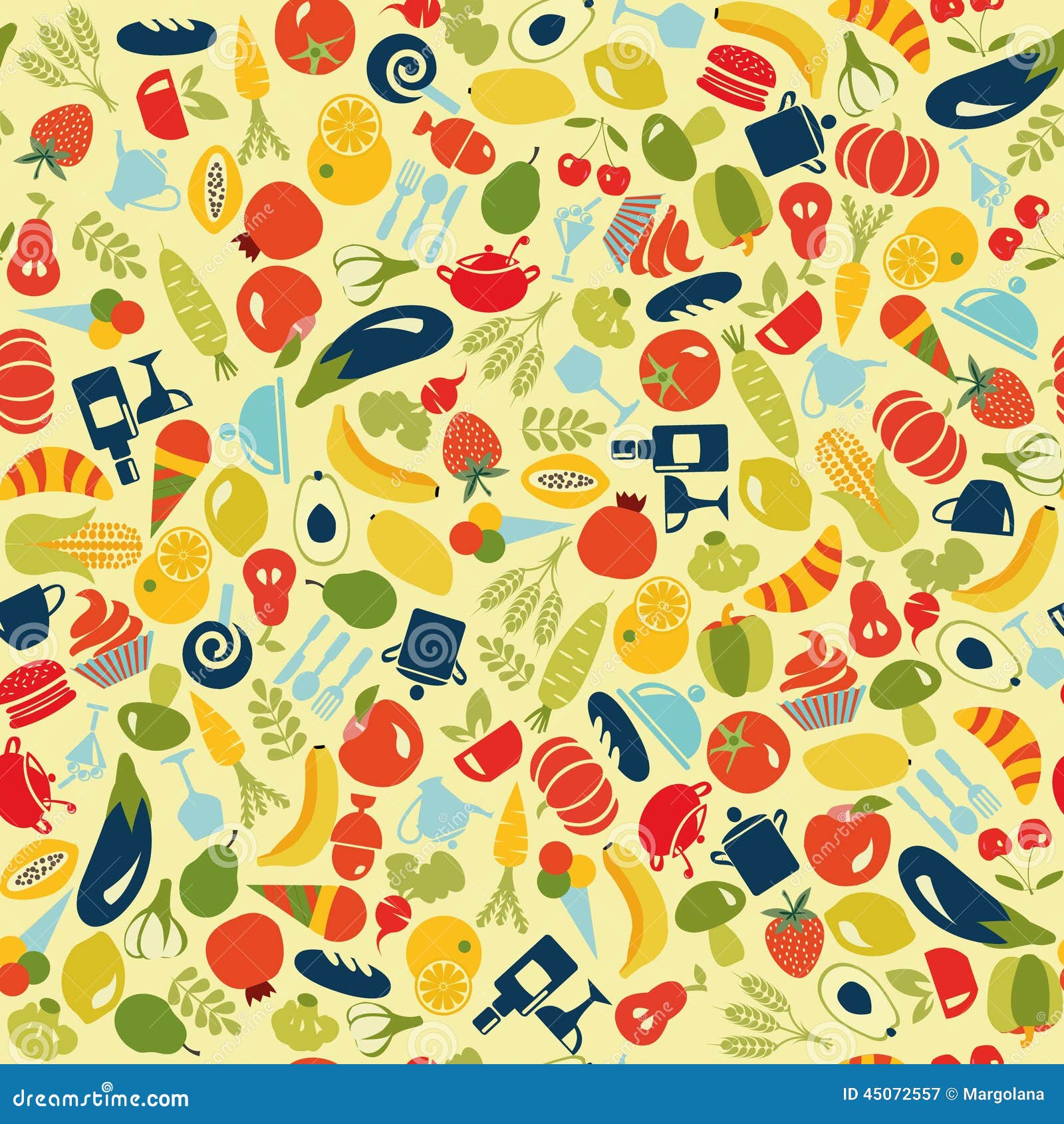 Vector Food and Beverages Seamless Background Stock Vector ...