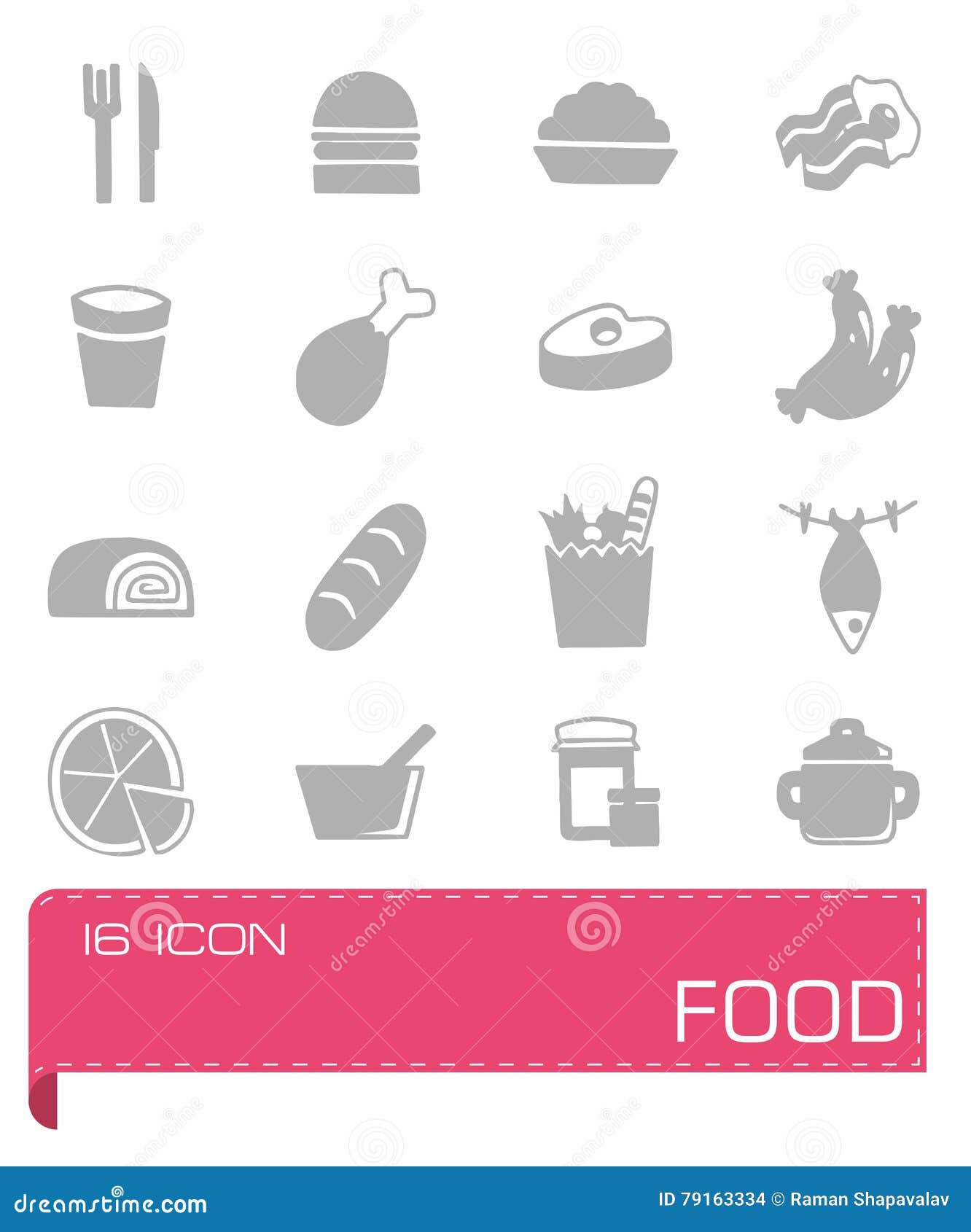 Vector Food icon set stock vector. Illustration of bakery - 79163334