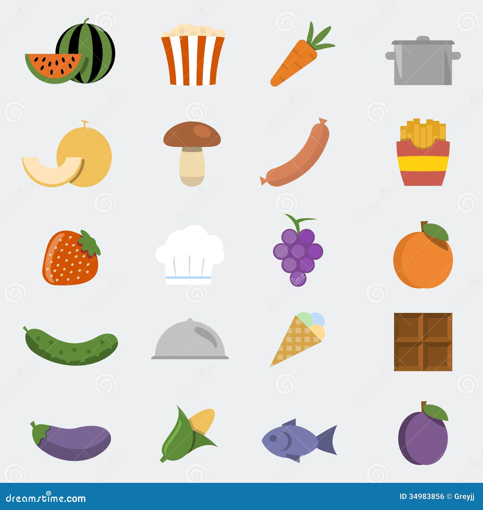 Vector food icons set stock vector. Illustration of grapes - 34983856