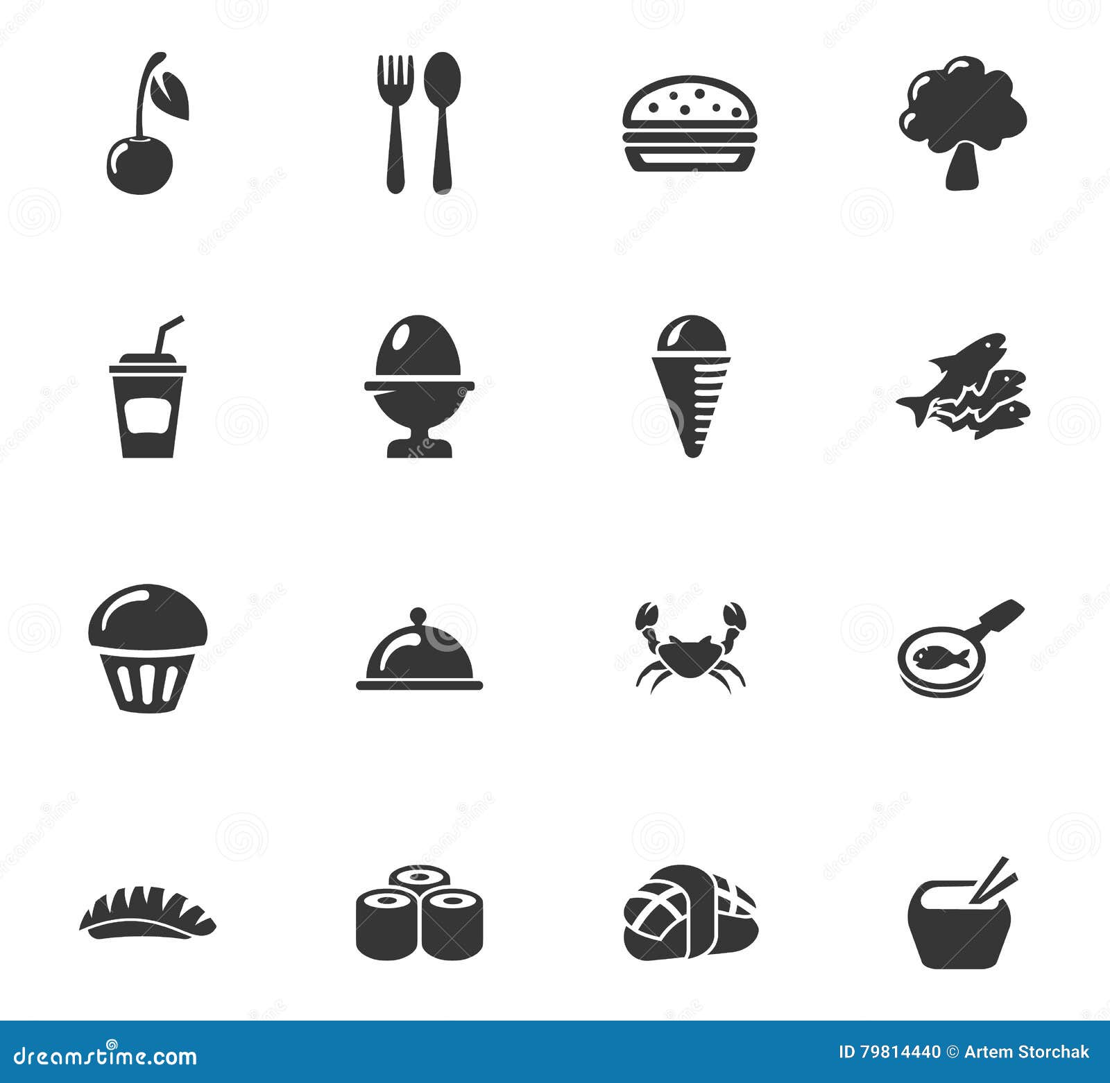 Vector food icons set stock vector. Illustration of dining - 79814440