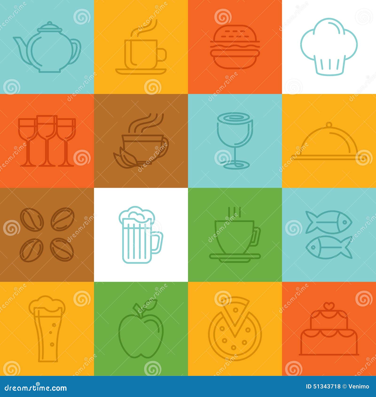 Vector Food Linear Icons and Signs Stock Vector - Illustration of bacon ...