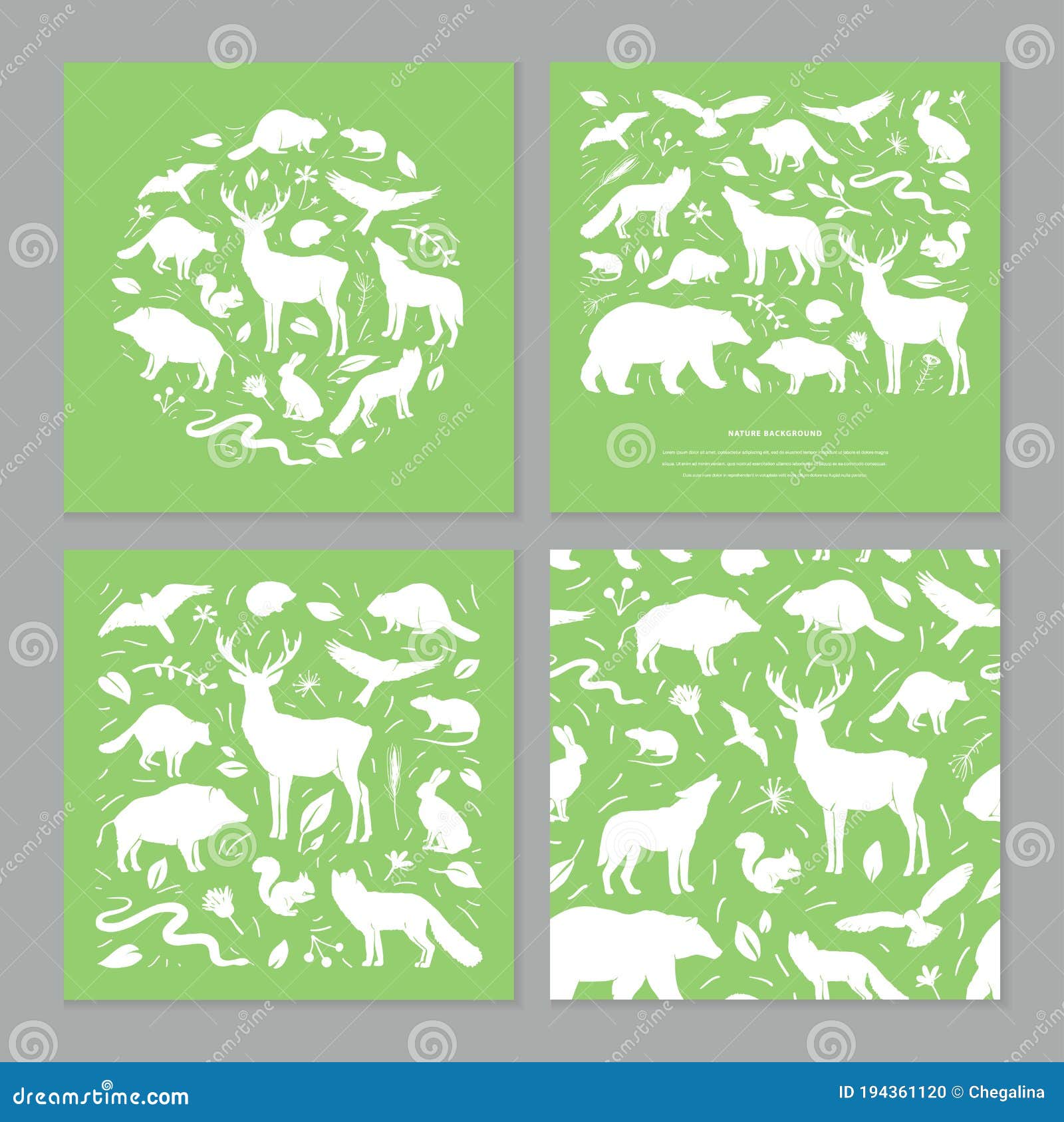Vector Forest Animals Set Vector Green Templates. Flat Animals ...
