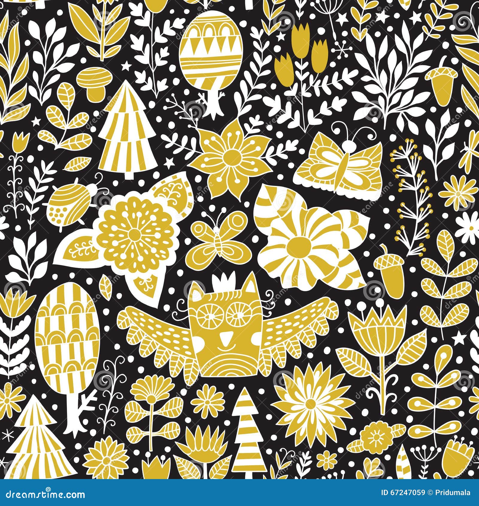 Vector Forest Design, Floral Seamless Pattern Stock Vector ...