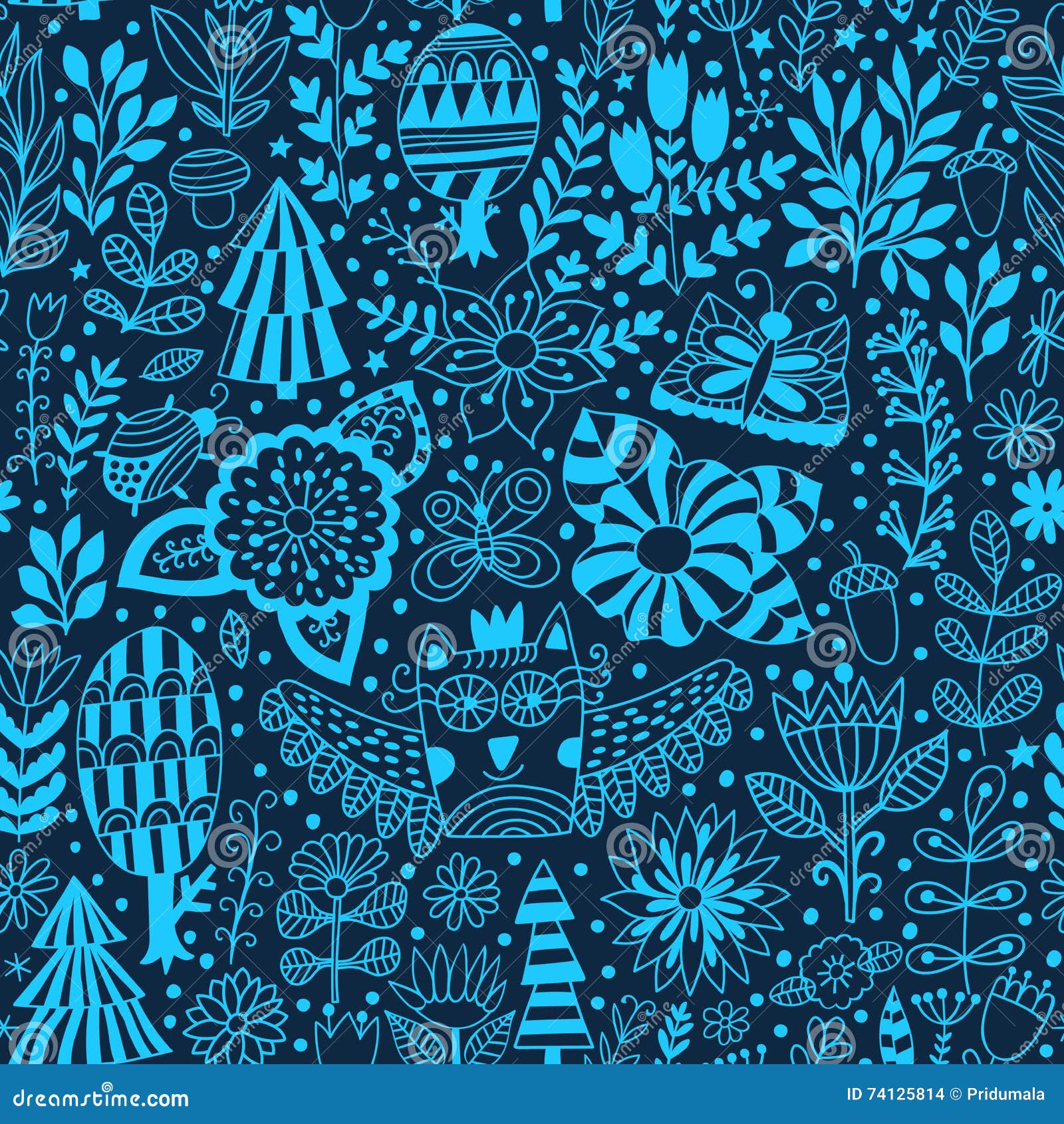 Vector Forest Design, Floral Seamless Pattern Stock Vector ...
