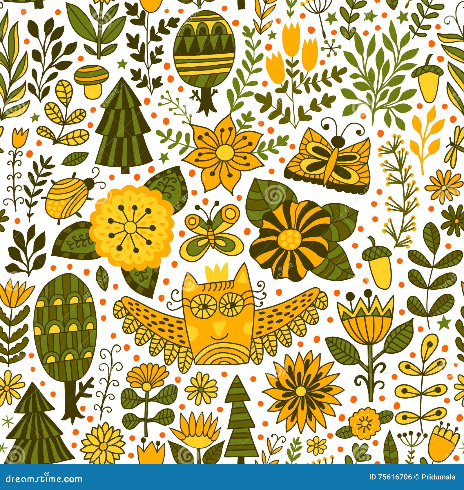 Vector Forest Design, Floral Seamless Pattern Stock Vector ...