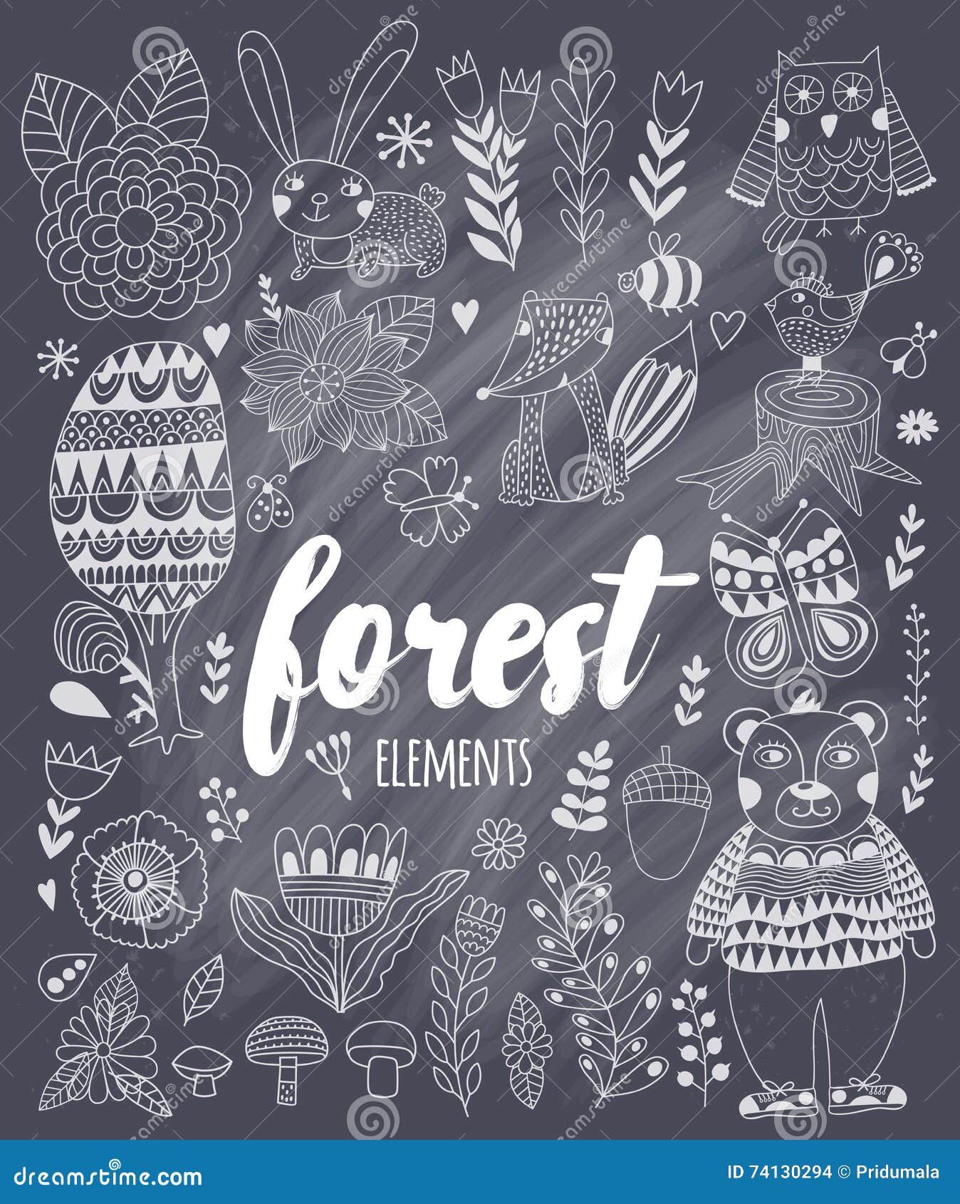 Vector Forest Elements in Doodle Childish Style Stock Vector ...