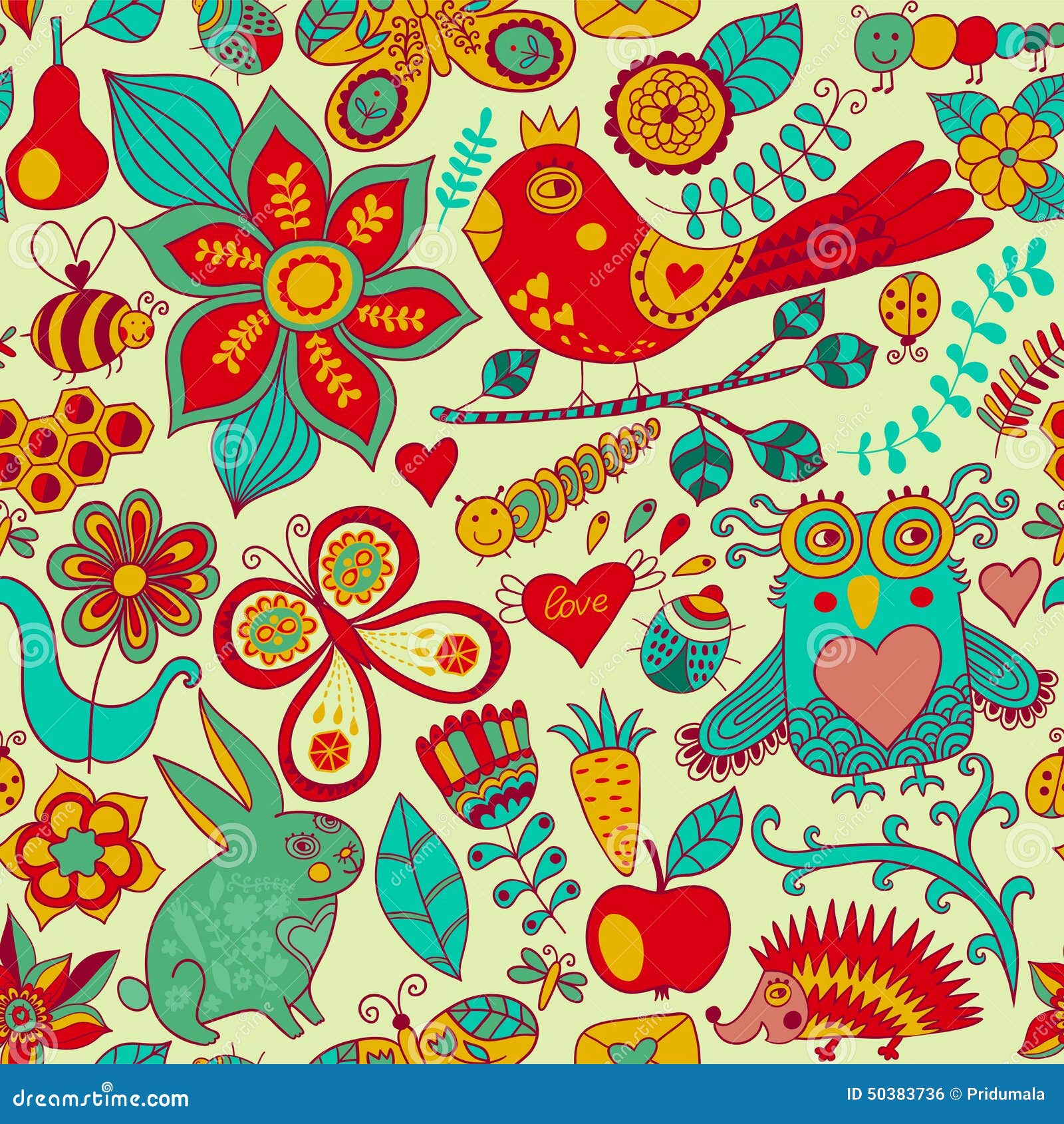 Vector Forest Seamless Pattern. Floral Background Stock Vector ...