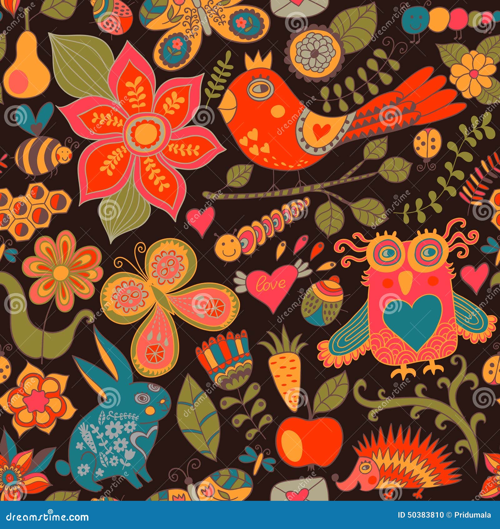 Vector Forest Seamless Pattern. Floral Background Stock Vector ...