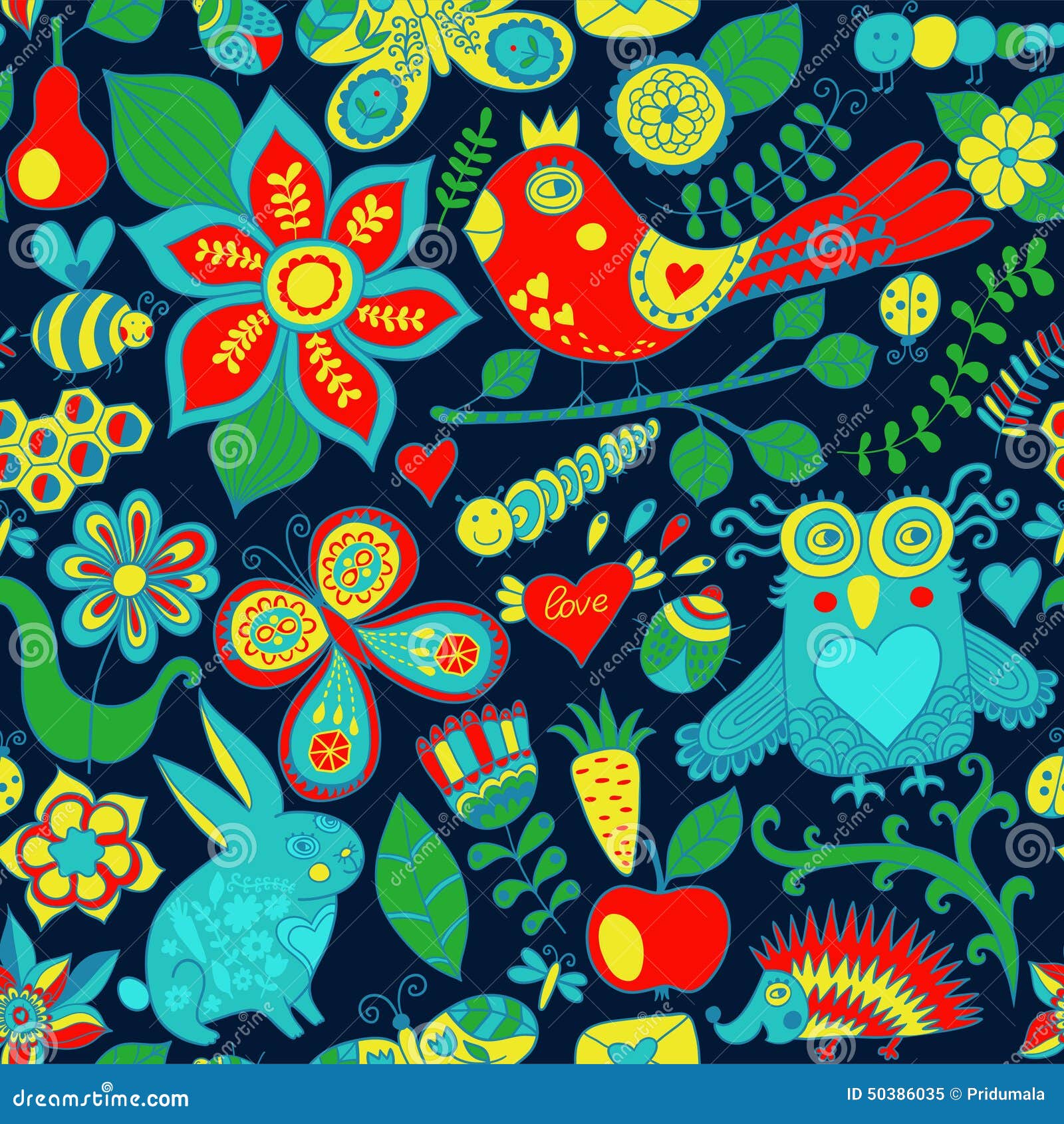 Vector Forest Seamless Pattern. Floral Background Stock Vector ...