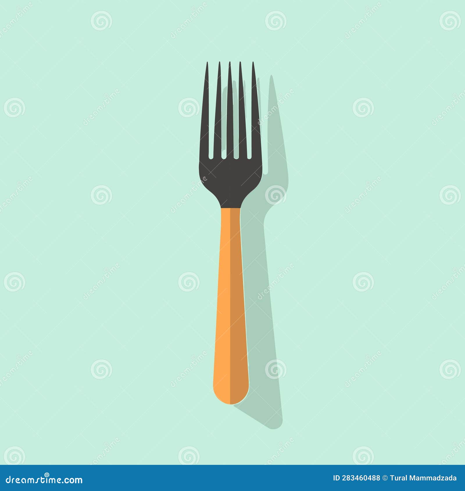 Vector of a Fork with a Long Shadow on a Blue Background Stock Vector ...