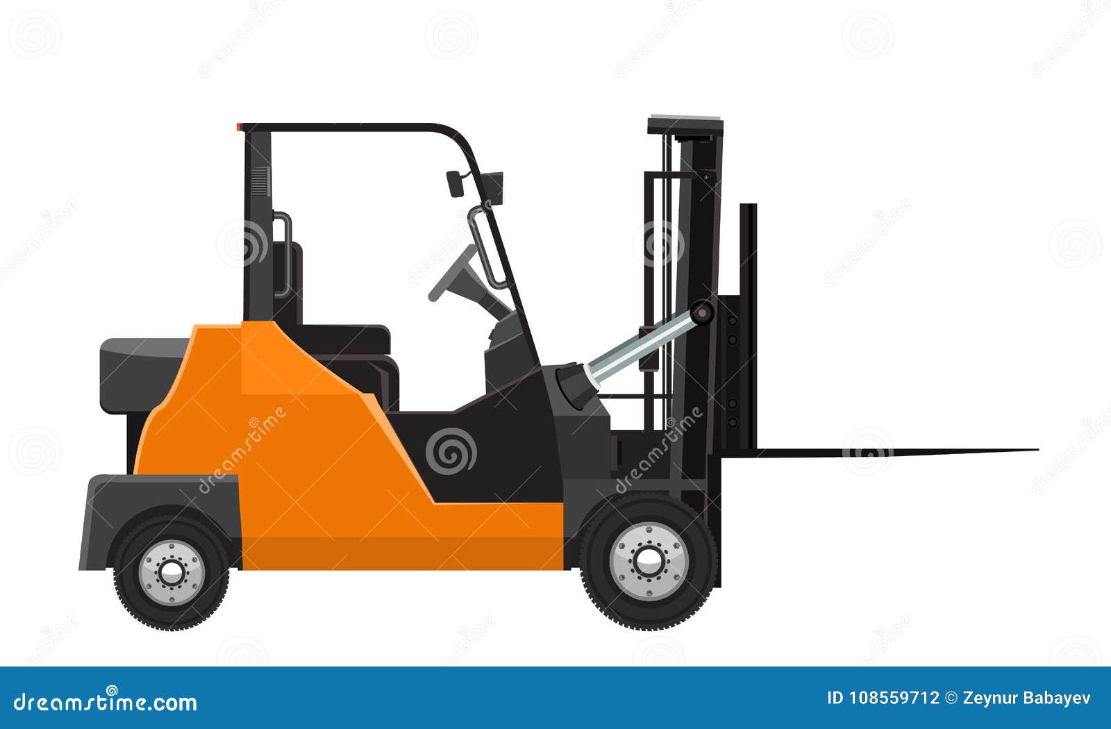 Vector Forklift Mock Up Side View. Solid and Flat Color Design Stock ...