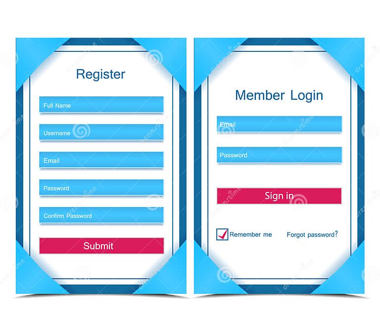 Vector forms login stock vector. Illustration of register - 118637411
