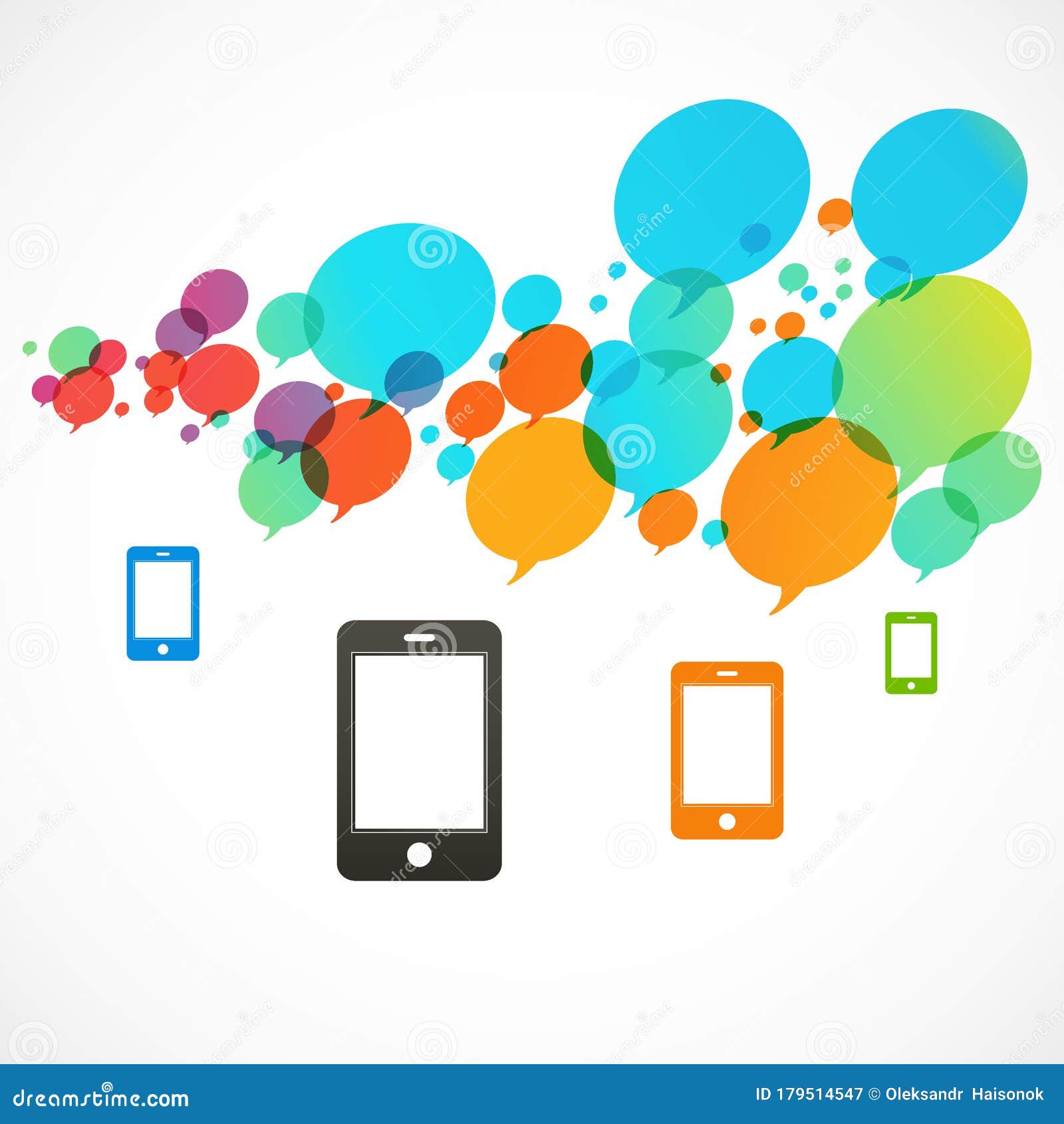 Vector Four Color Smartphones. Many Bright Circle Stock Vector ...