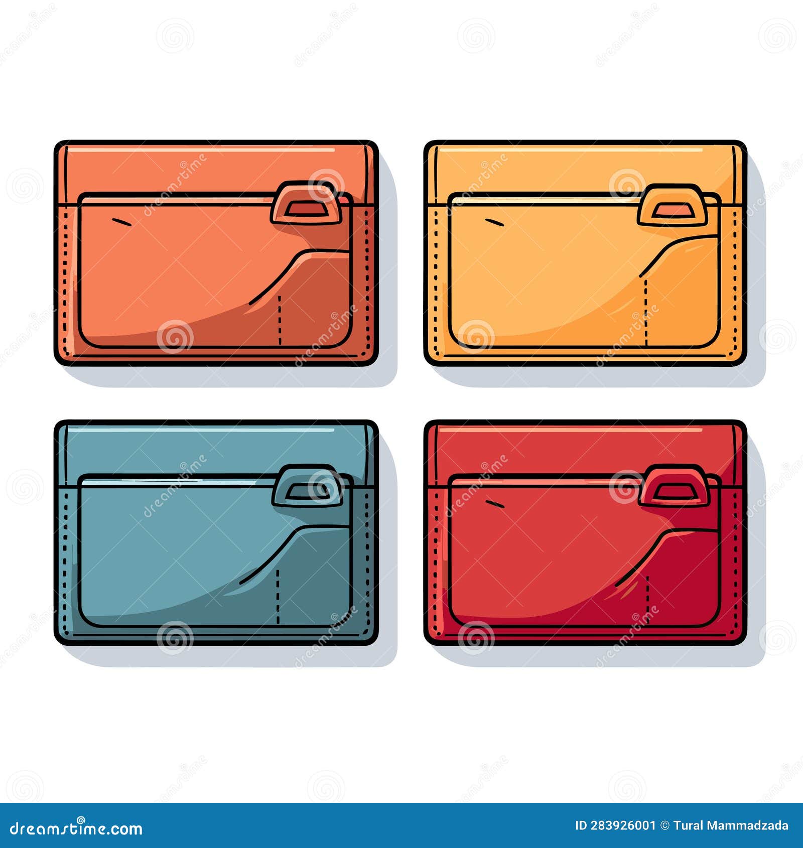 Vector of Four Different Colored Wallets in a Minimalist and Modern ...