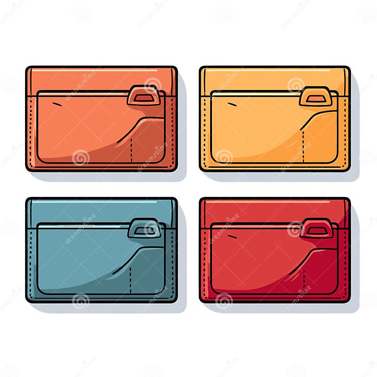 Vector of Four Different Colored Wallets in a Minimalist and Modern ...
