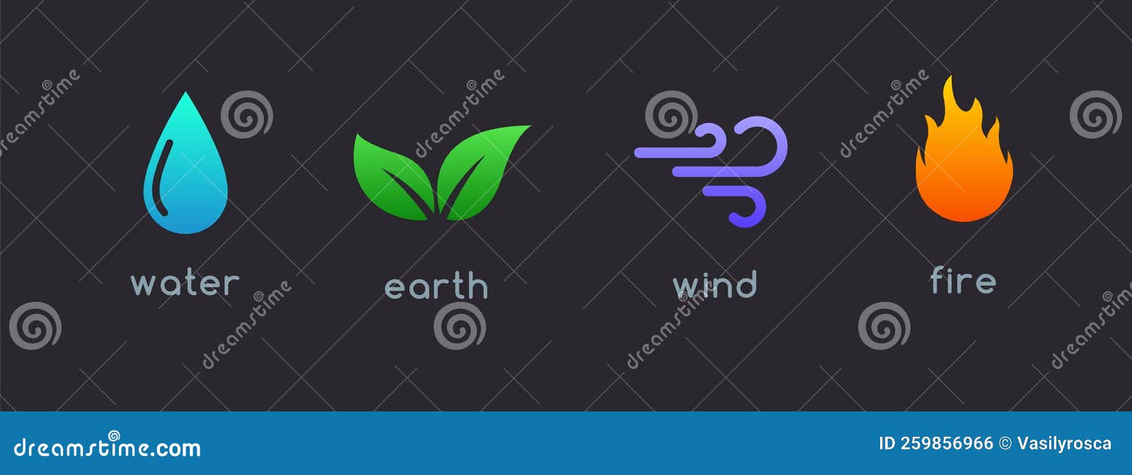 Vector Four Elements Air Water Fire Earth Symbol Logo. Nature Abstract ...