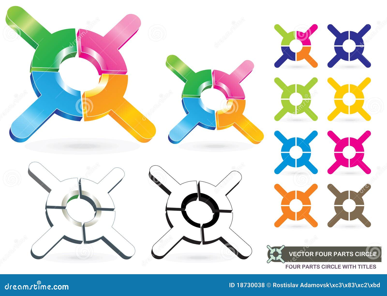 Vector Four Parts Circle stock vector. Illustration of progress - 18730038