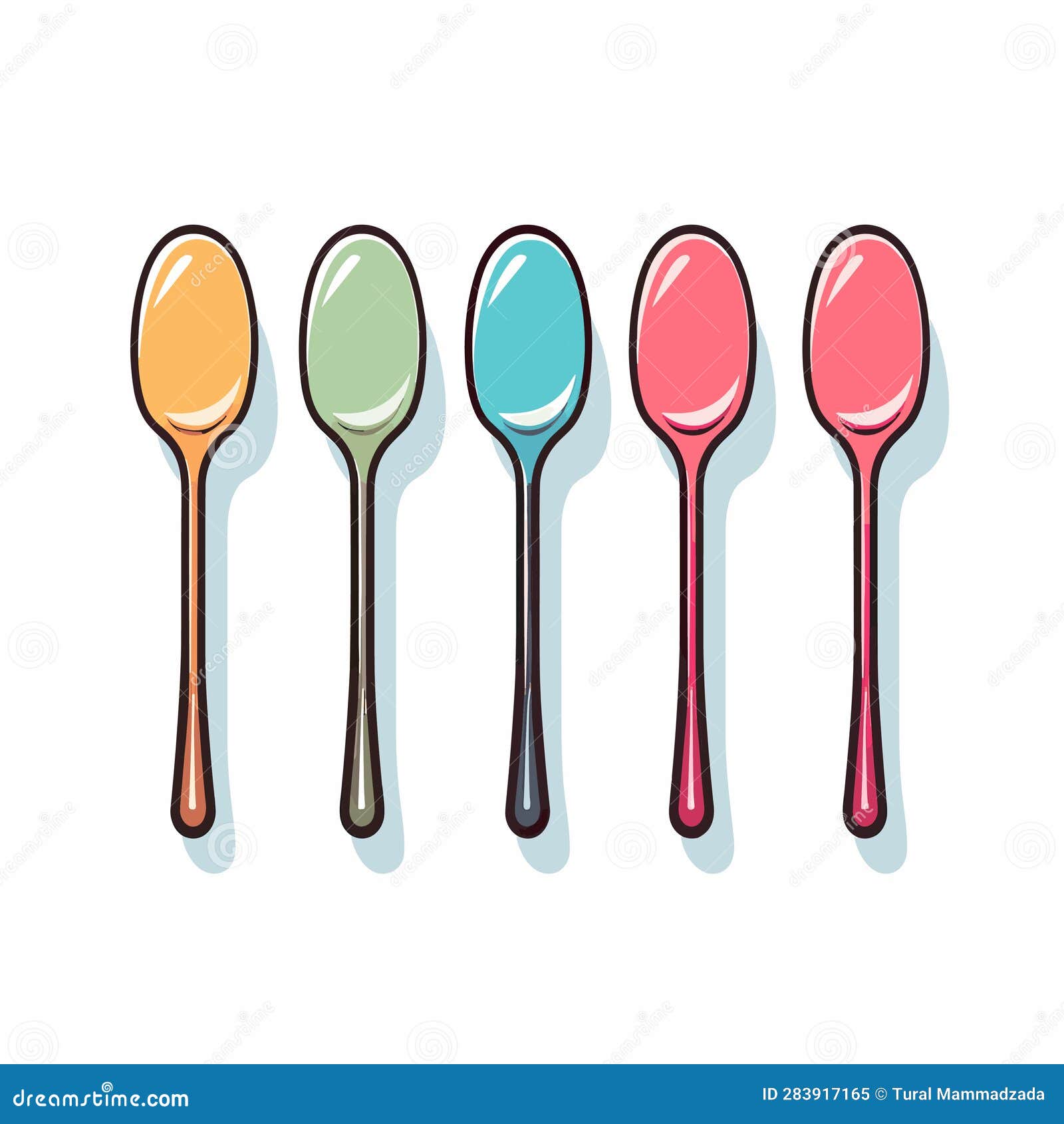 Vector of Four Spoons Arranged in a Neat Line Stock Vector ...