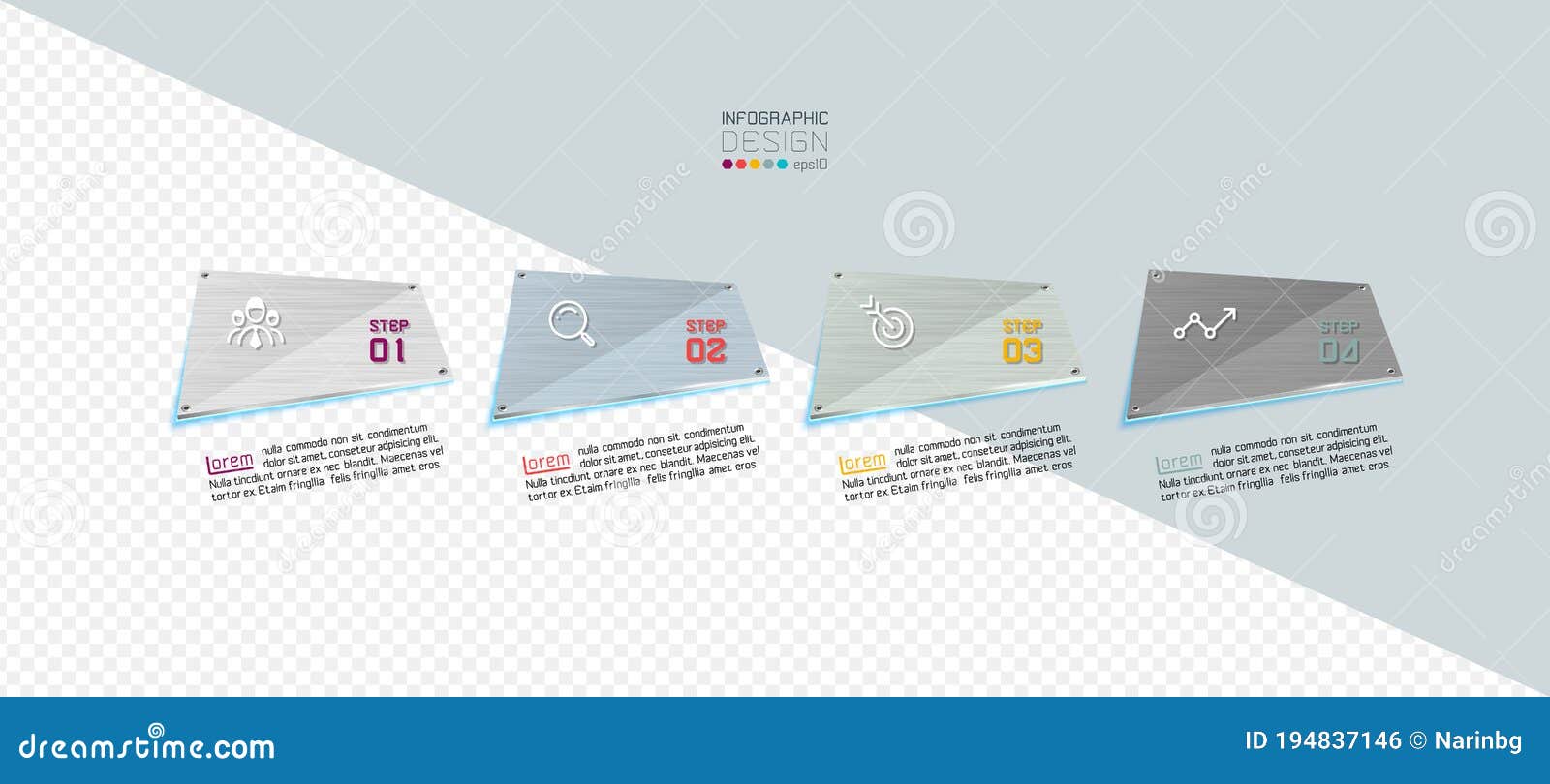 Vector Four-step Label Square Design Stock Vector - Illustration of ...