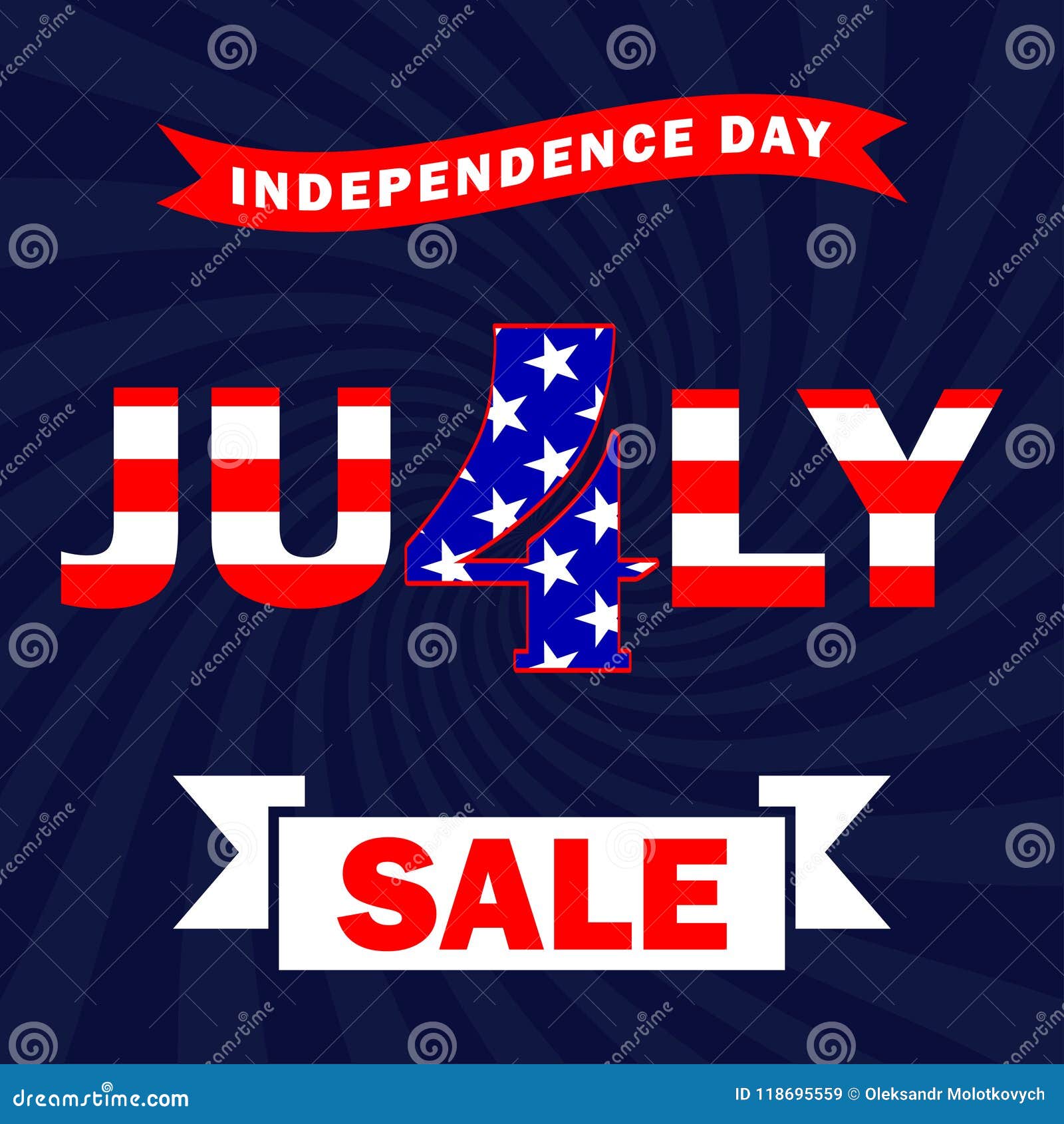 Vector Fourth of July Sale Banner. 4th of July Background with Sale ...
