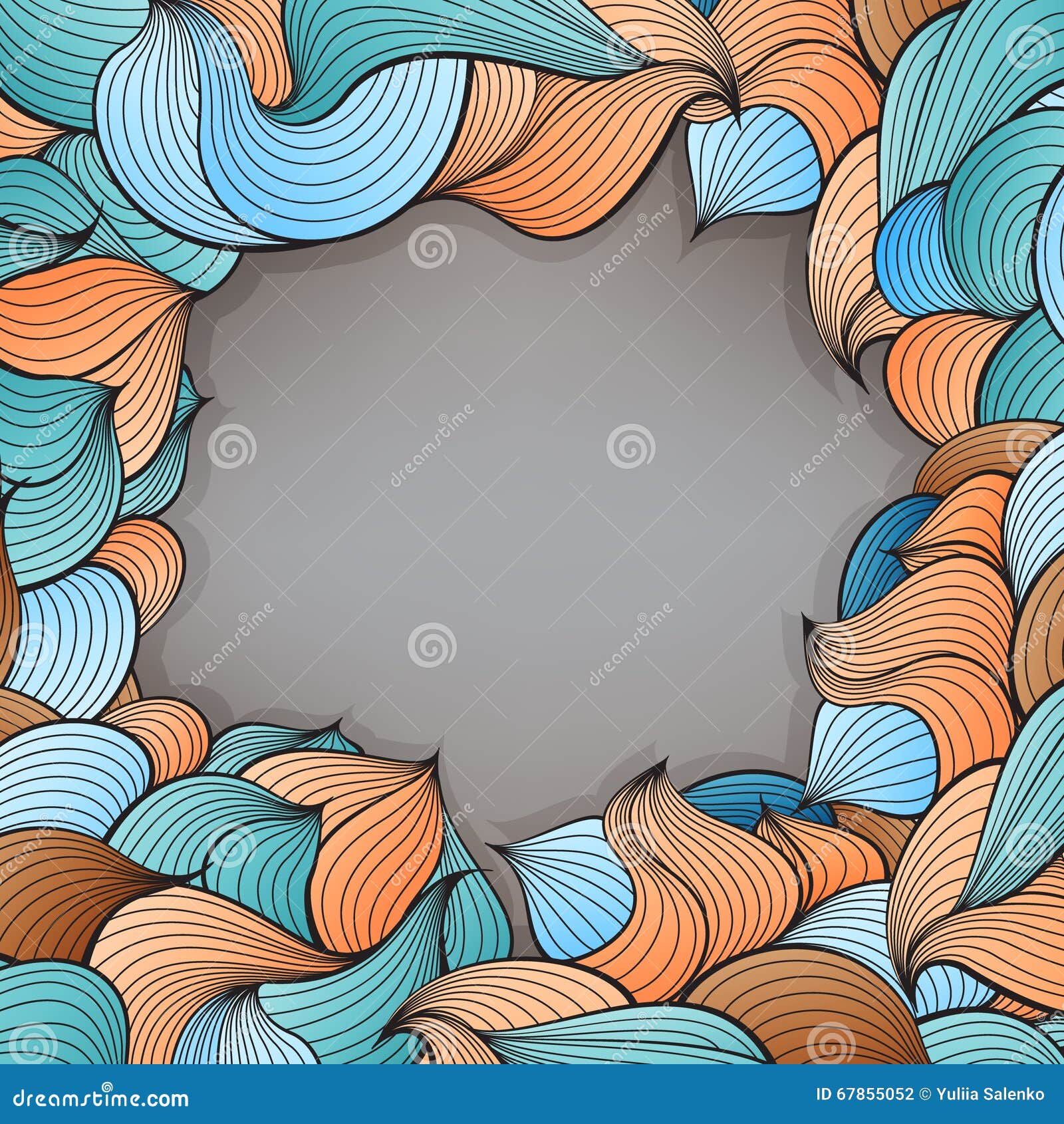 Vector Frame with Abstract Pattern of Wavy Lines in the Style of ...